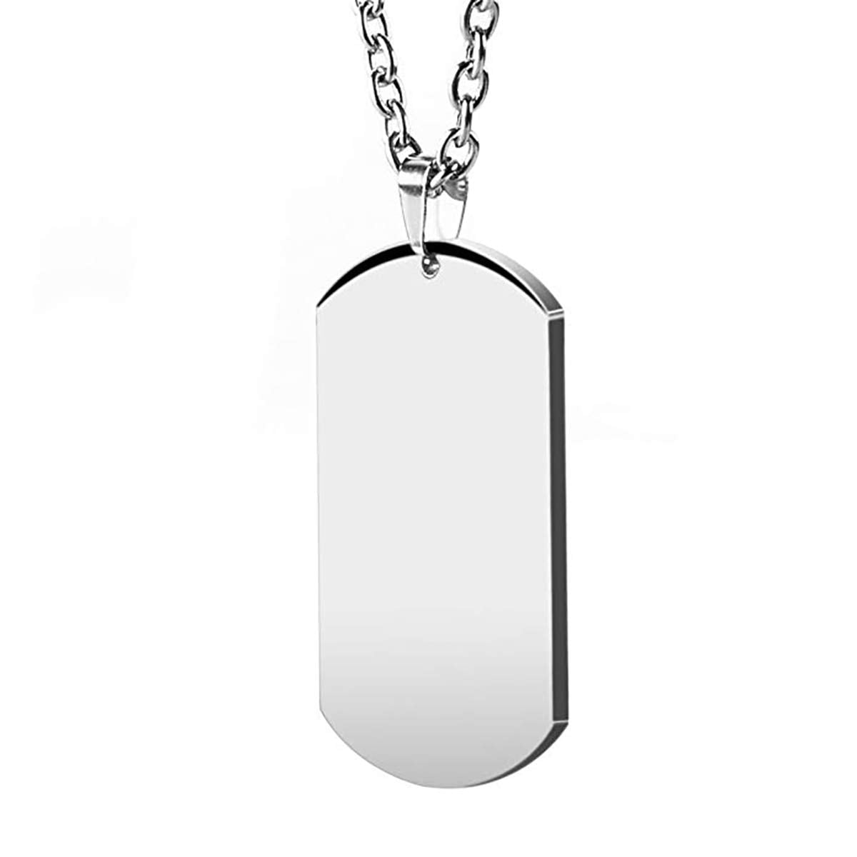 HZMAN Mens High Polishing Stainless Steel Dog Tag Pendant Necklace 22+2 ...