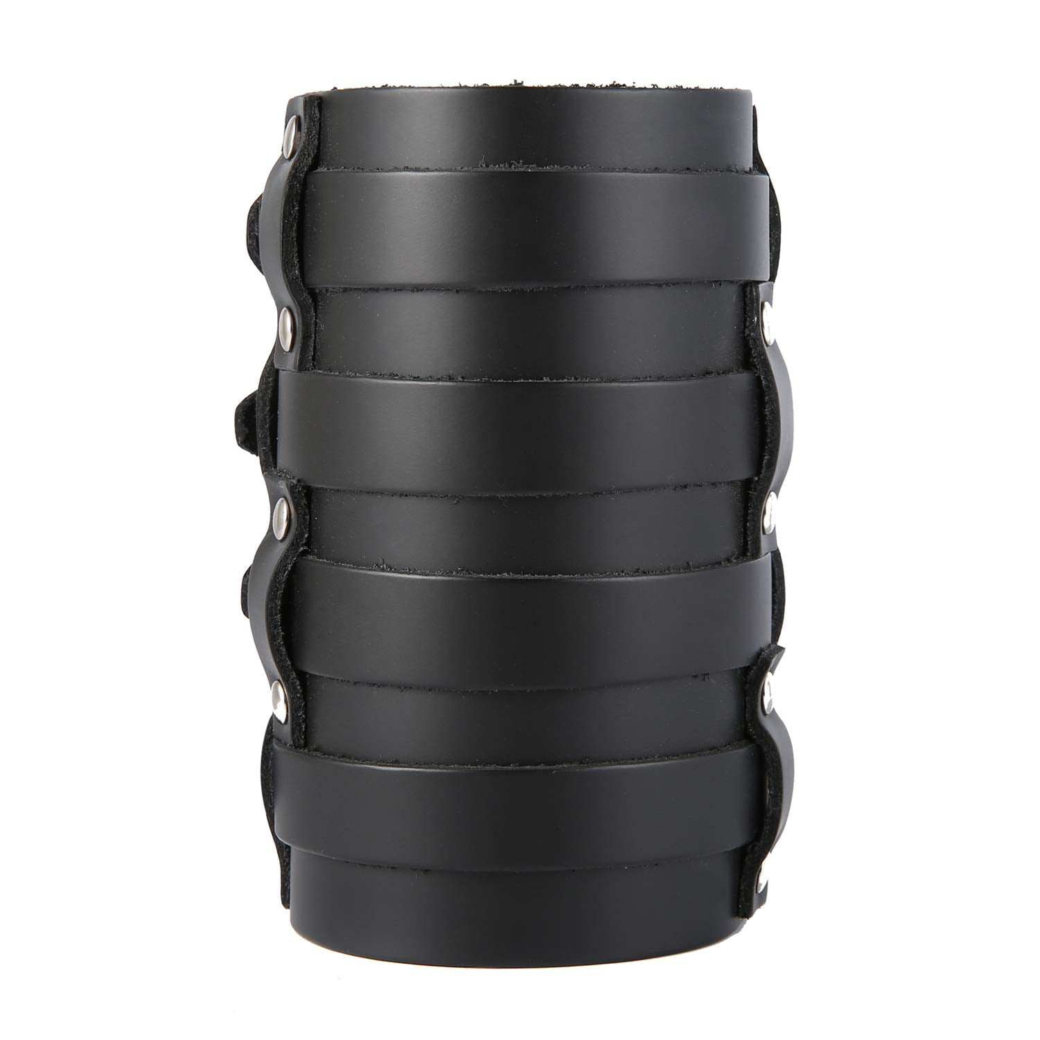 HZMAN Mens Leather Wide Triple Strap Cuff Wrap Gauntlet Wristband ...