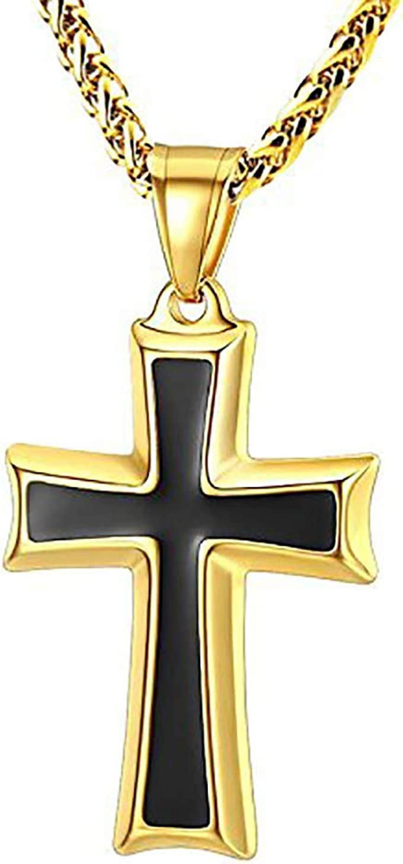 HZMAN Mens Stainless Steel Cross Pendant Necklace Flower Basket Chain ...