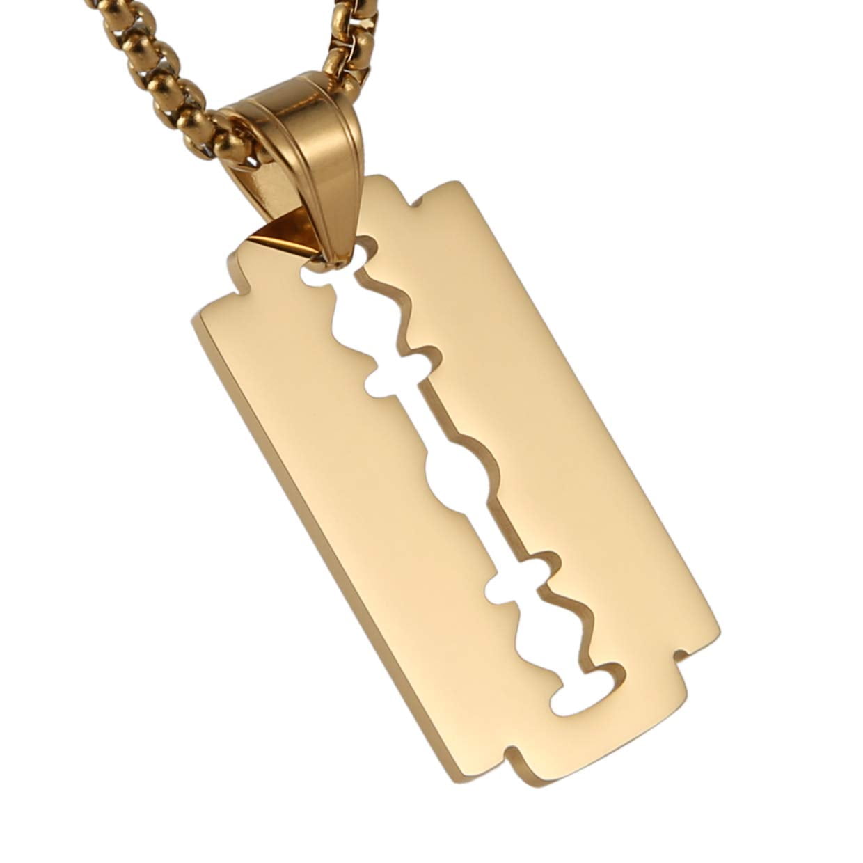 HZMAN Mens Stainless Steel Razor Blade Model Dog Tag Pendant Hip Hop ...