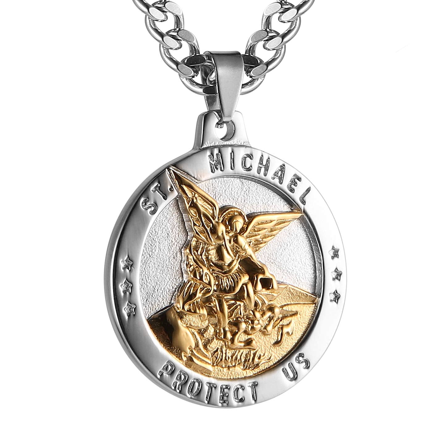 HZMAN St Michael The Archangel Catholic Medal Stainless Steel Amulet ...