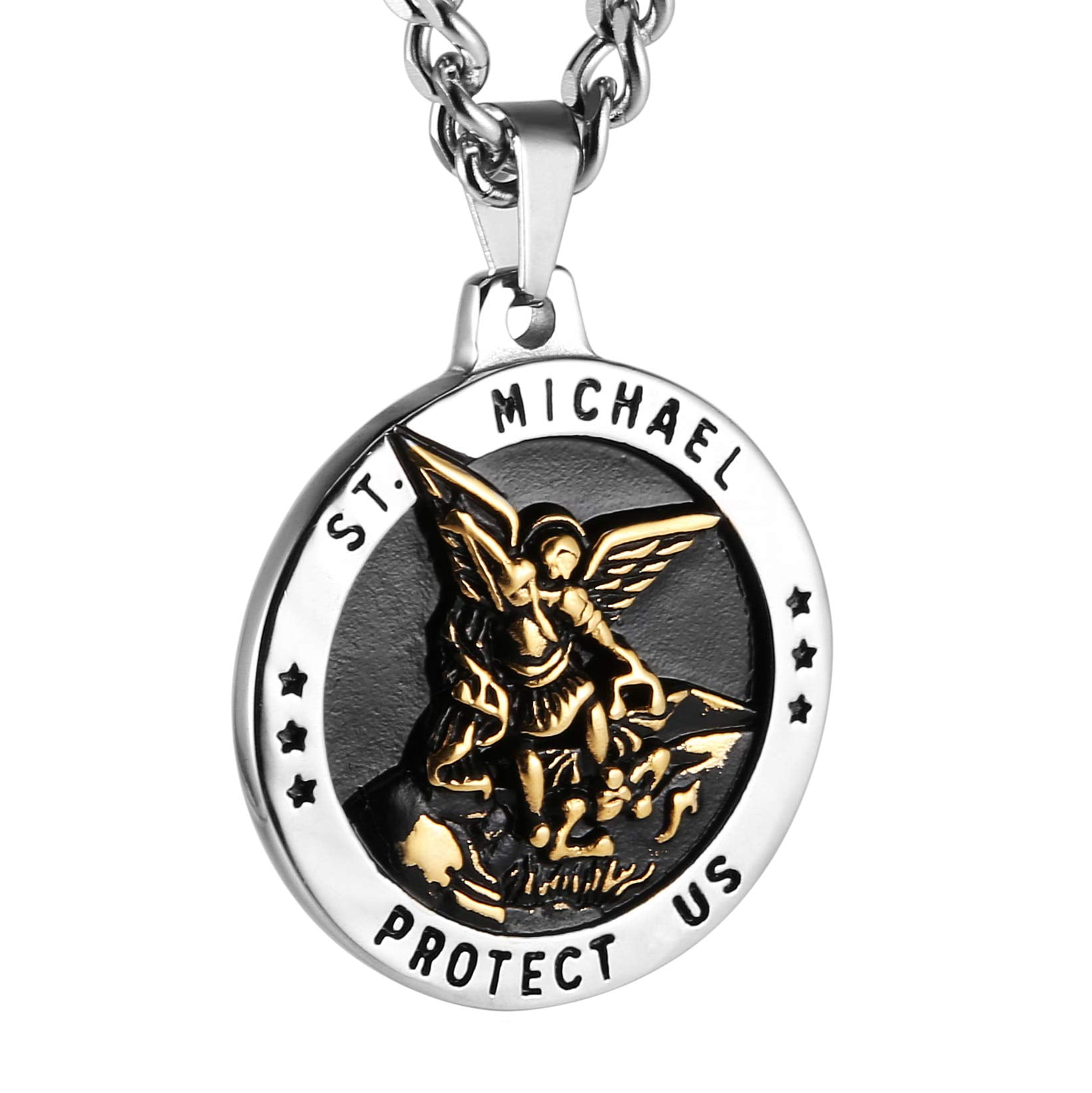 HZMAN St Michael The Archangel Catholic Medal Stainless Steel Amulet ...