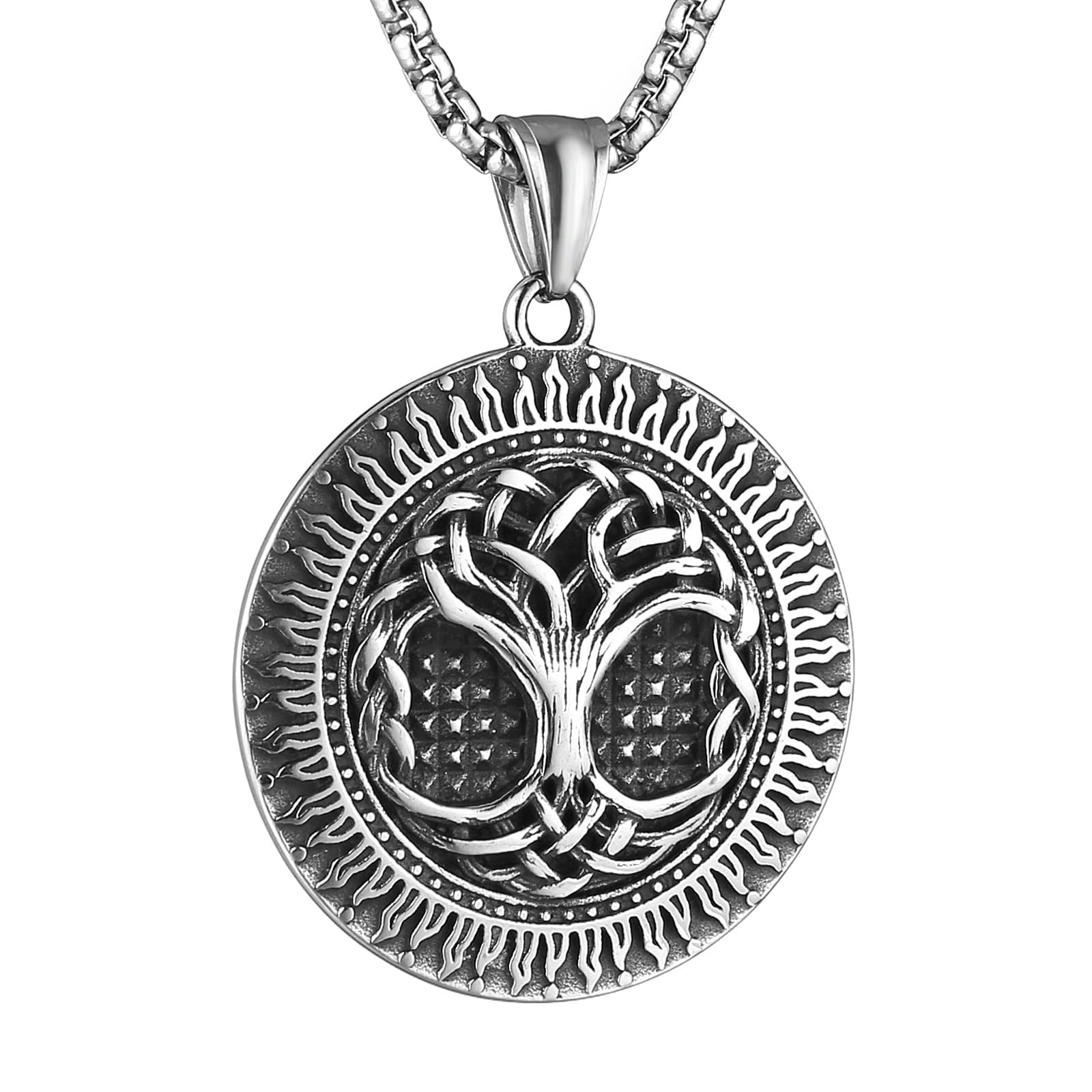 HZMAN Stainless Steel Tree of Life Necklace for Men Women Vintage Norse ...