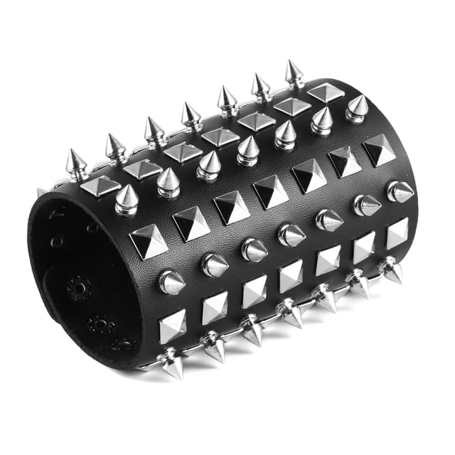 HZMAN Unisex Black Metal Spike Studded Punk Rock Biker Wide Strap ...