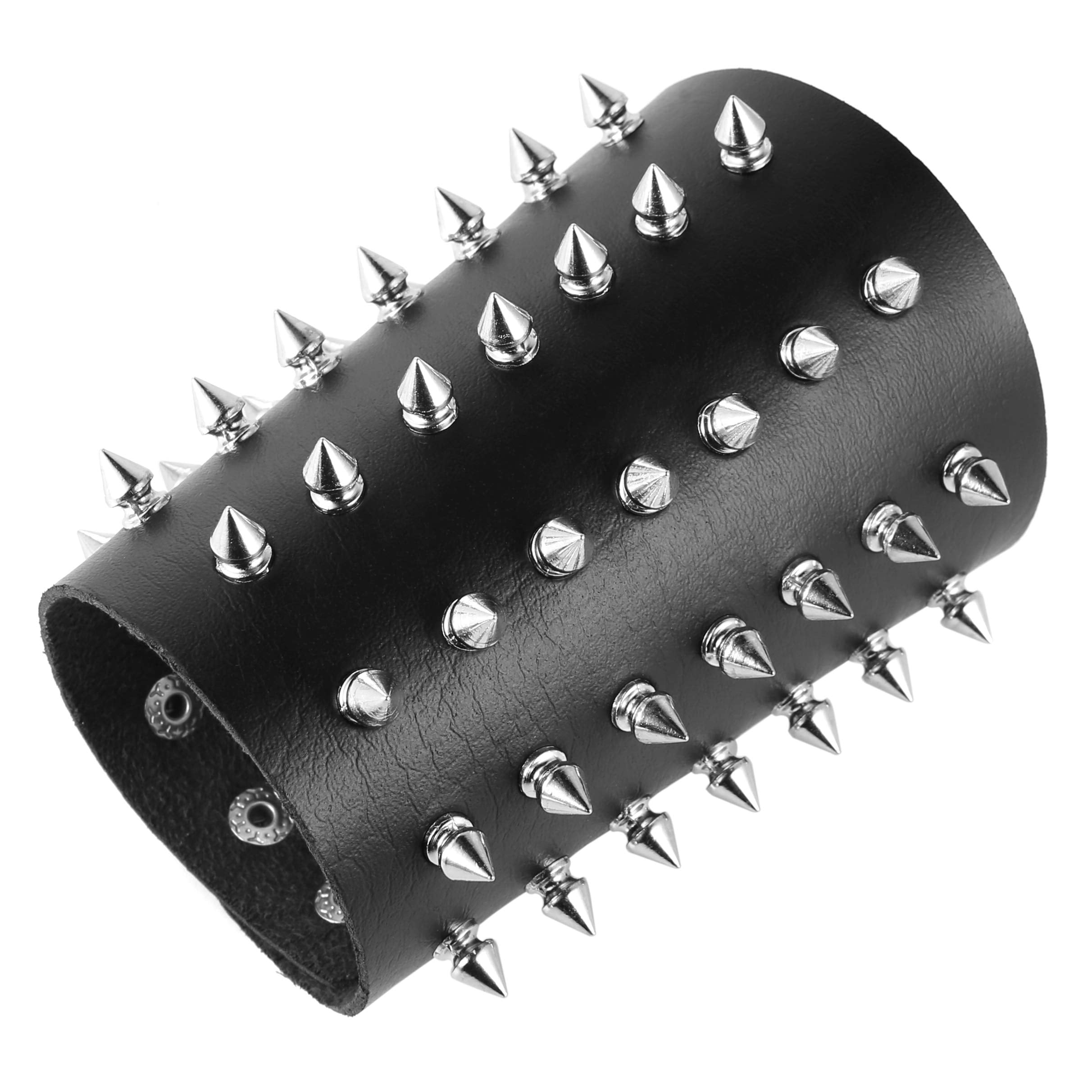 HZMAN Unisex Black Metal Spike Studded Punk Rock Biker Wide Strap ...