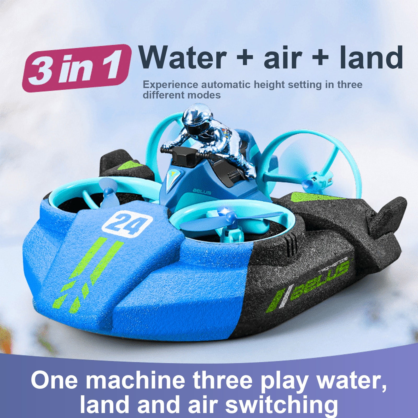 HZRSLY 3-in-1 Land Water Air Remote Control Toy - All-Terrain RC Car ...