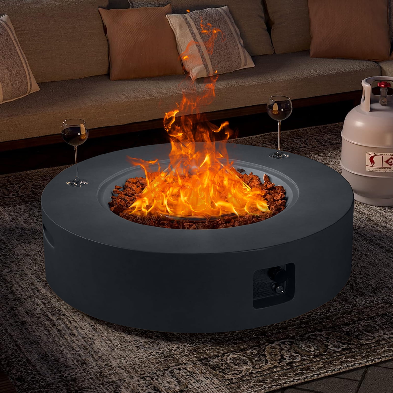 HZWDD Propane Outdoor Fire Pit Table, Propane Gas Patio Fire Table ...