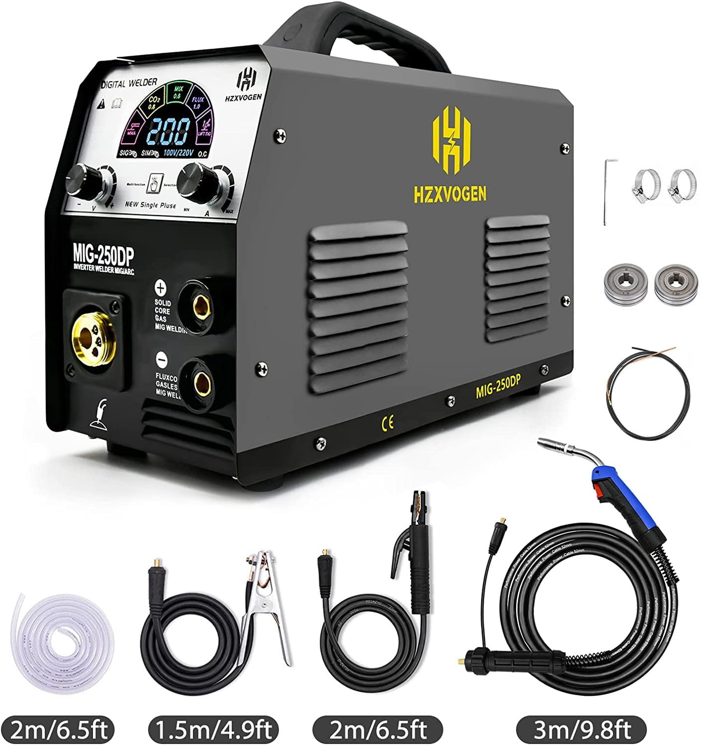 HZXVOGEN MIG250DP 4 in 1 Aluminium Welder MIG/ARC/LIFT TIG Pulse Semi-automatic Welding Machine ...