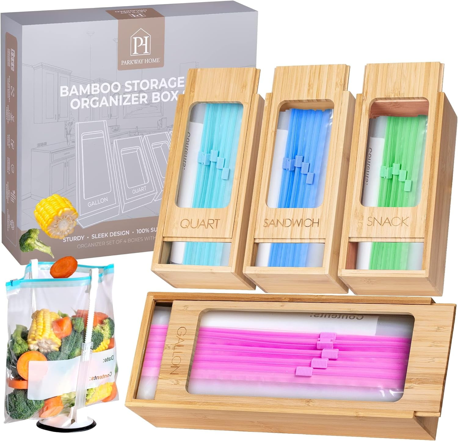 HZY Bag Organizer For Drawer, Food Storage Bag Holder, Bag Storage ...