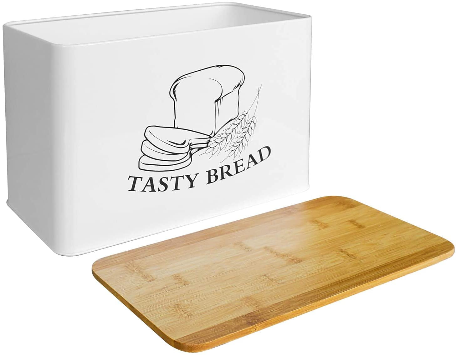 HZY Bread Box for Kitchen Countertop with Cutting Board Bamboo Lid ...