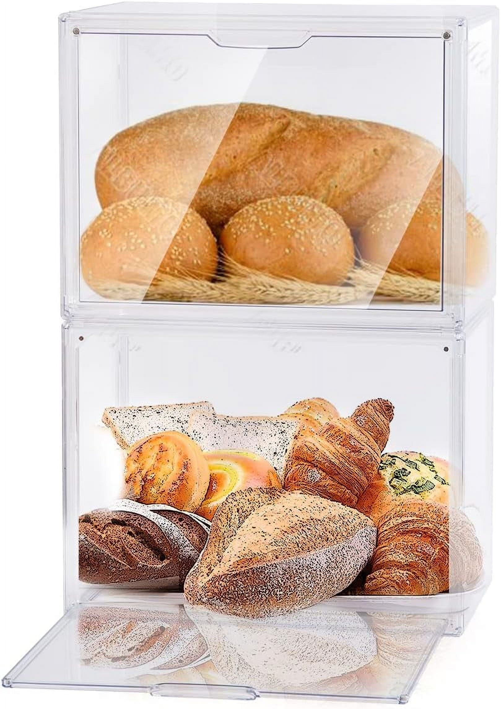 HZY Clear Large Bread Box for Kitchen Counter, Acrylic Bread Keeper ...