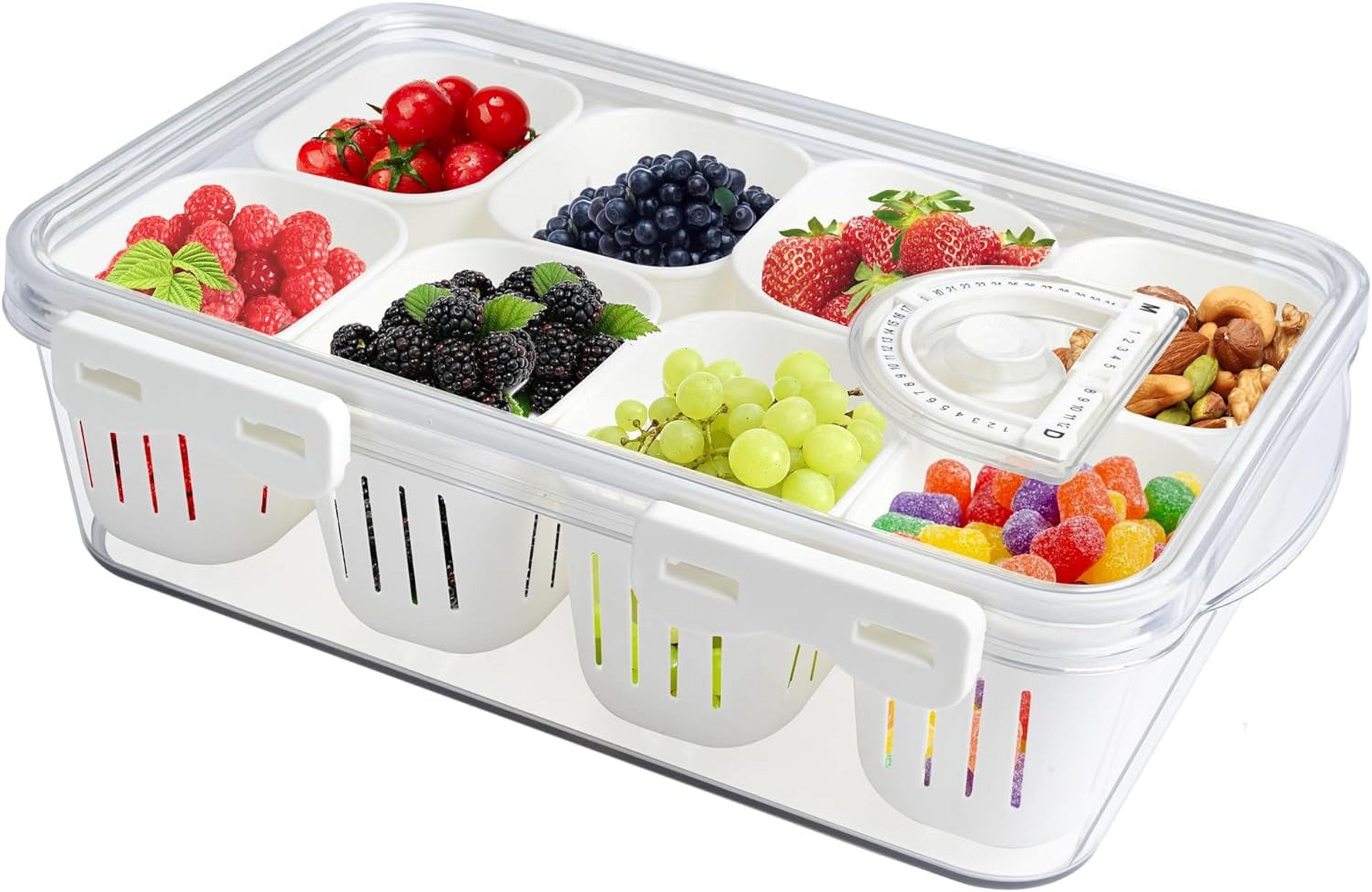 HZY Divided Food Serving Tray with Lids Stackable Snackle Box with 8 ...