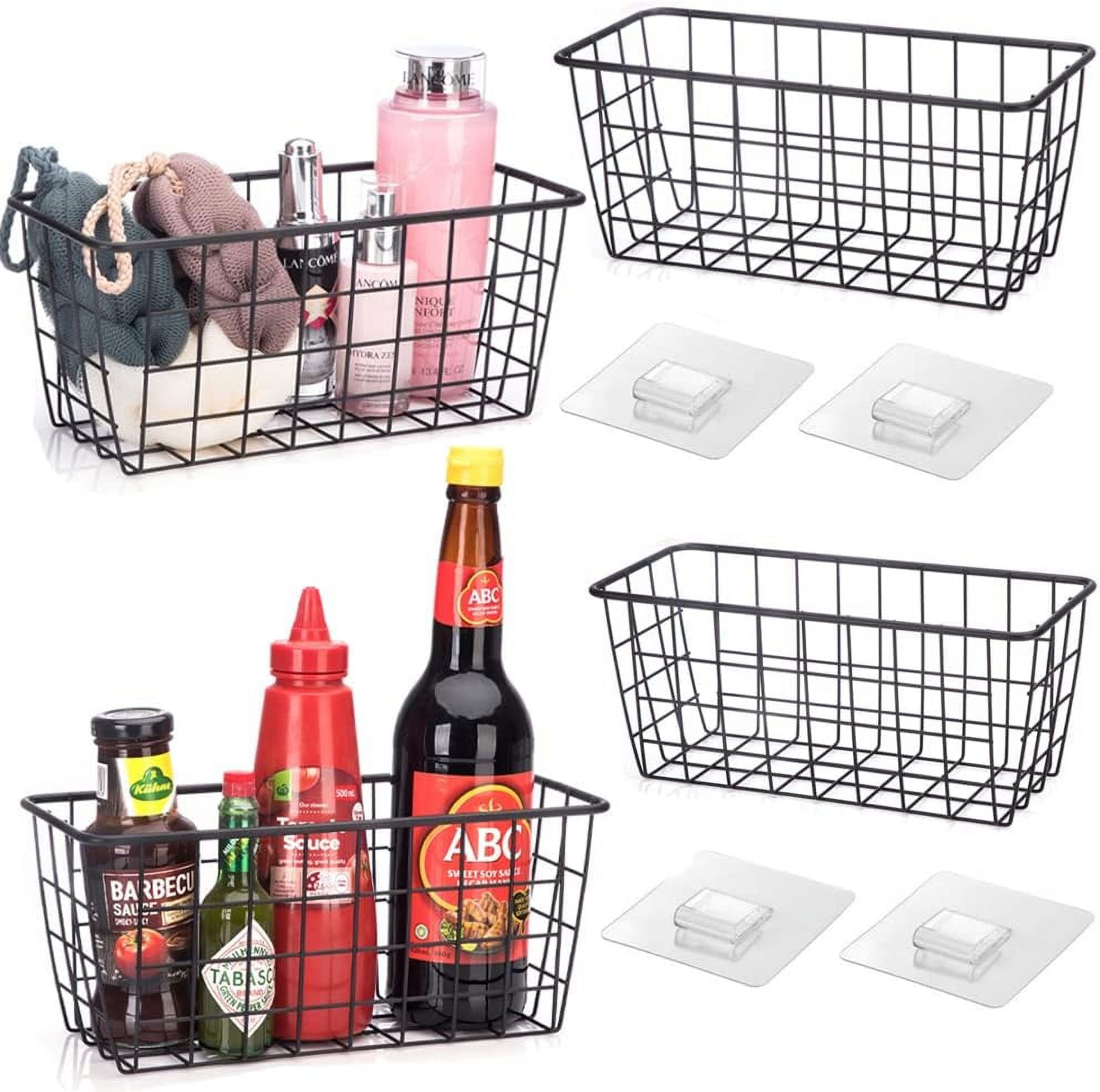 HZY Hanging Kitchen Baskets Adhesive Sturdy Wire Storage Baskets with ...