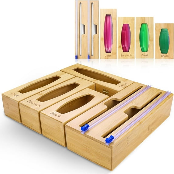 HZY Individual Storage Bag Organizer for Kitchen Drawer, Bamboo with ...