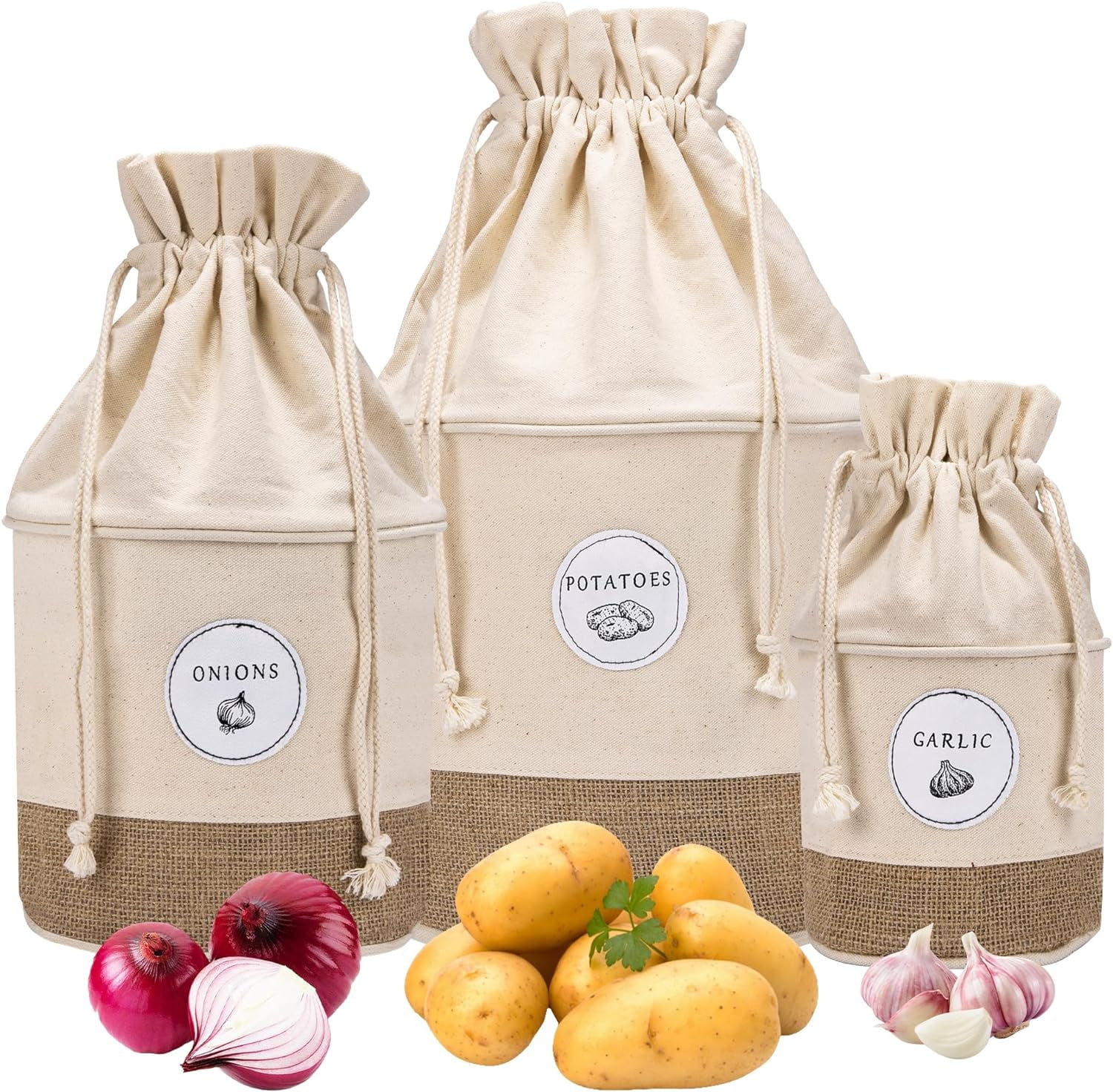 HZY MERAKI HOME Potato Onion Garlic Storage Containers - Farmhouse ...