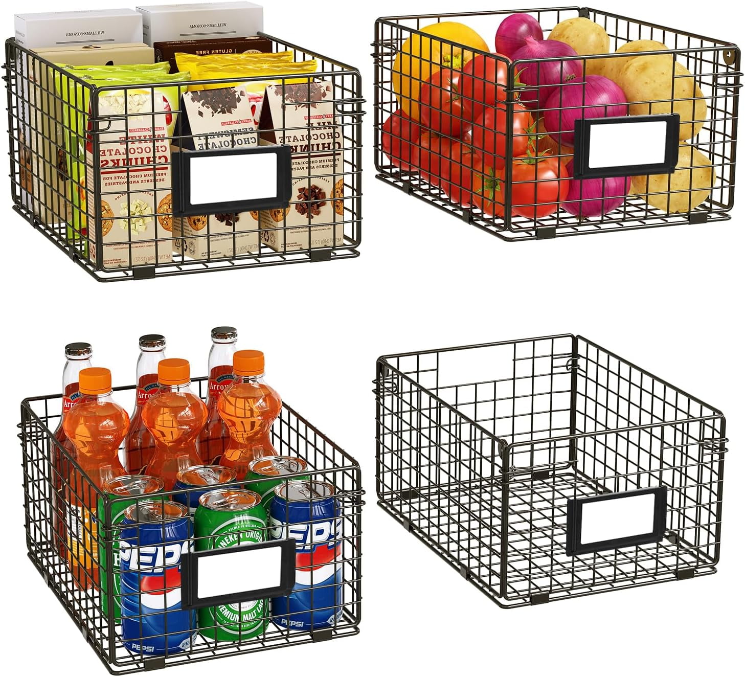 HZY Metal Wire Basket Organizer Collapsible Stackable Wall Mount ...