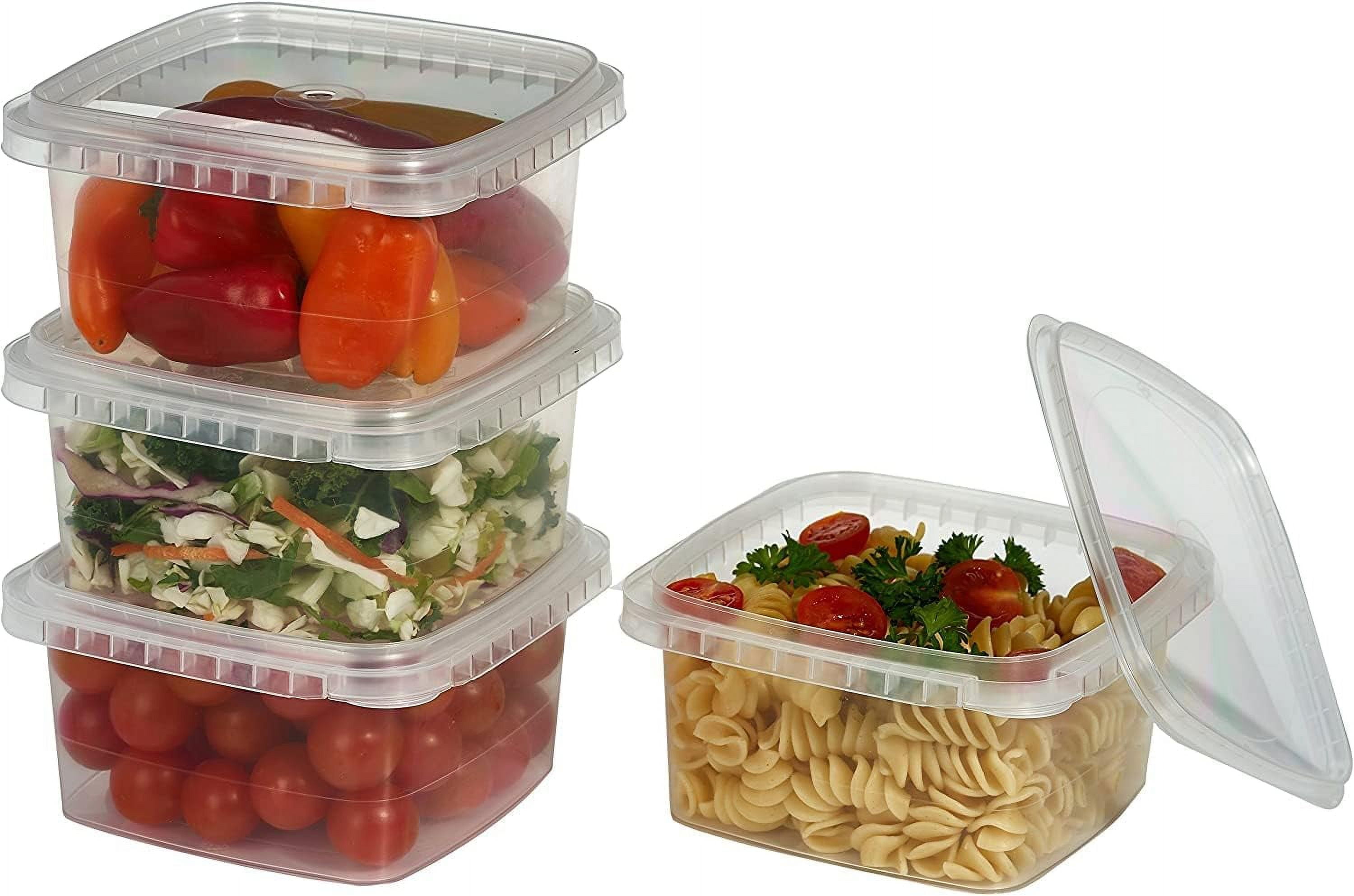 HZY Plastic Deli Containers with Lids 8 Oz- 25 Pack Square Clear ...