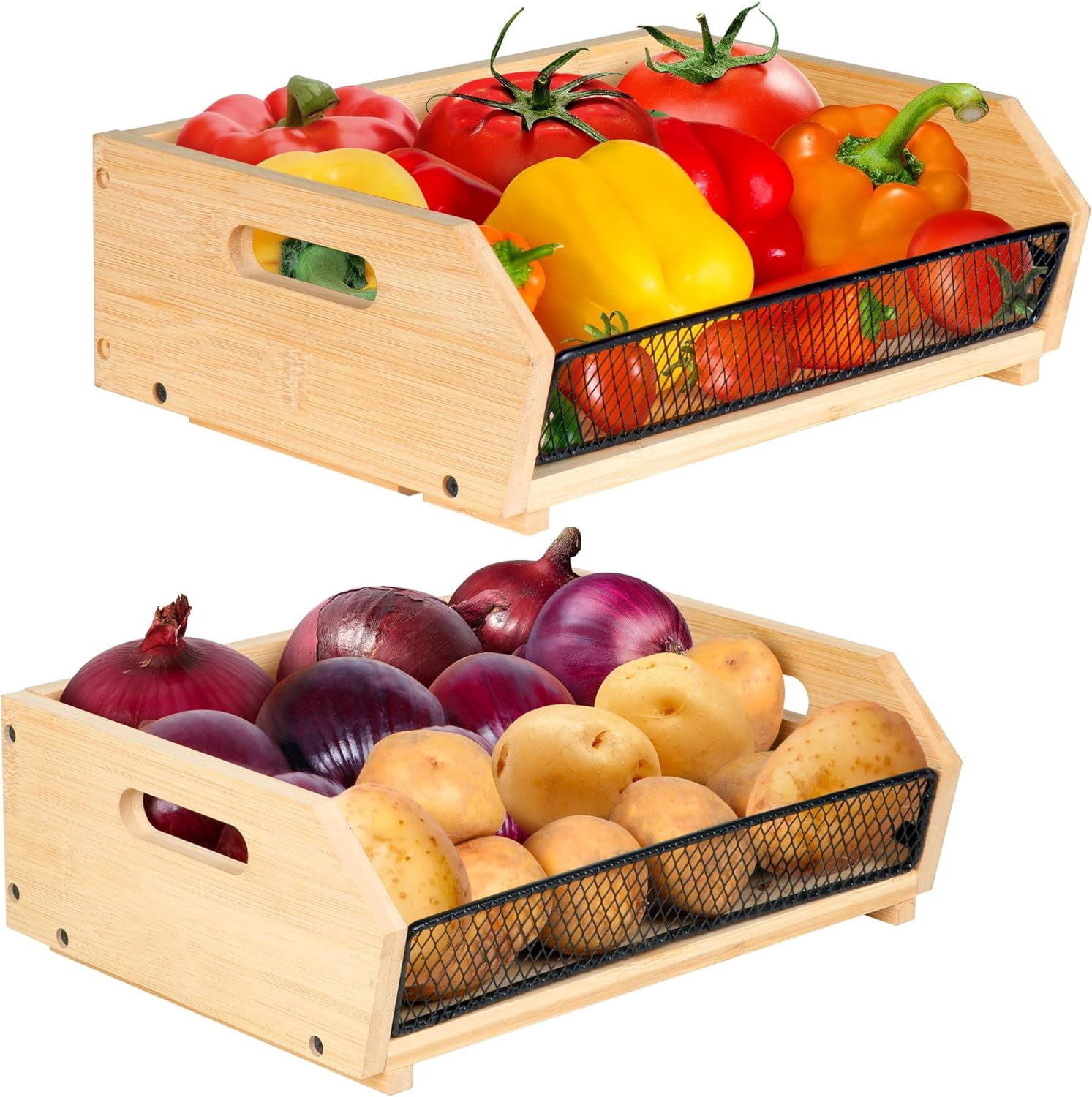 HZY Potato and Onion Storage Bin, Stackable Onion Potato Storage Basket ...