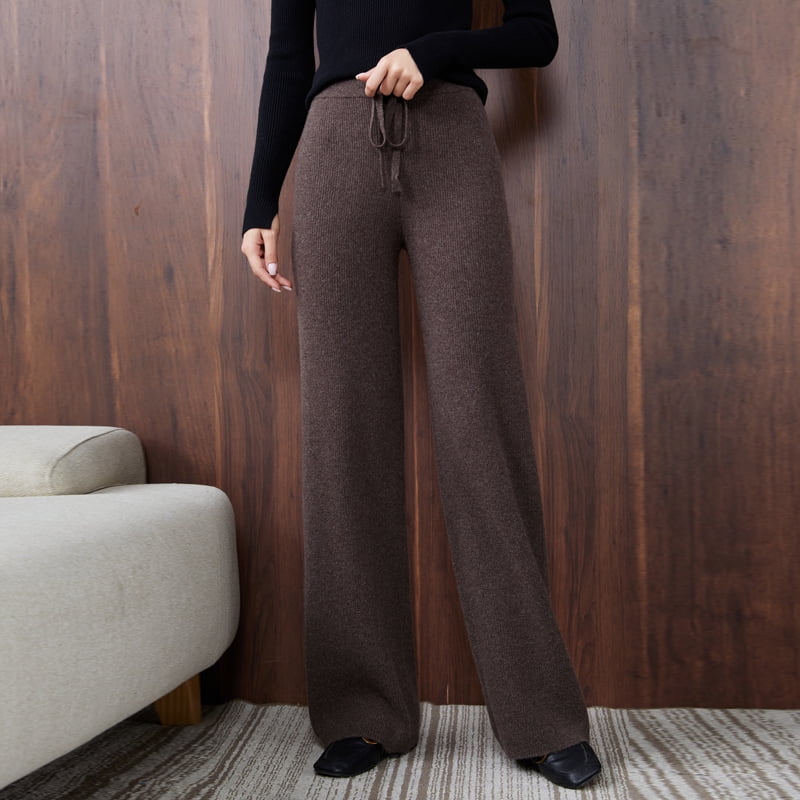 HZZA Pants Merino Wool Women Clothes Wide Legs Pants Fall Winter ...