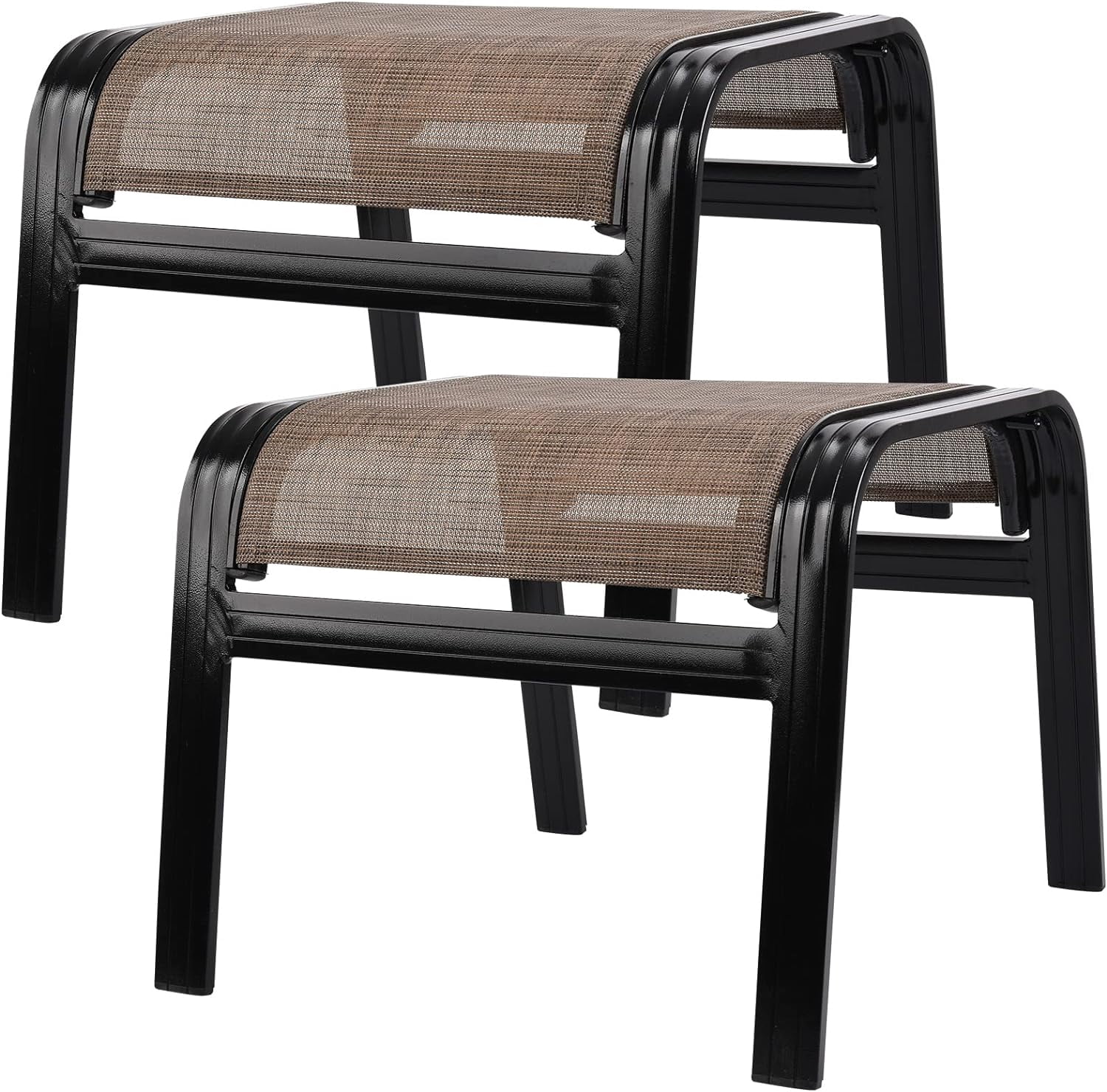 HZshop 2-Pack Patio Outdoor Ottoman Footrest, Stackable Aluminum ...