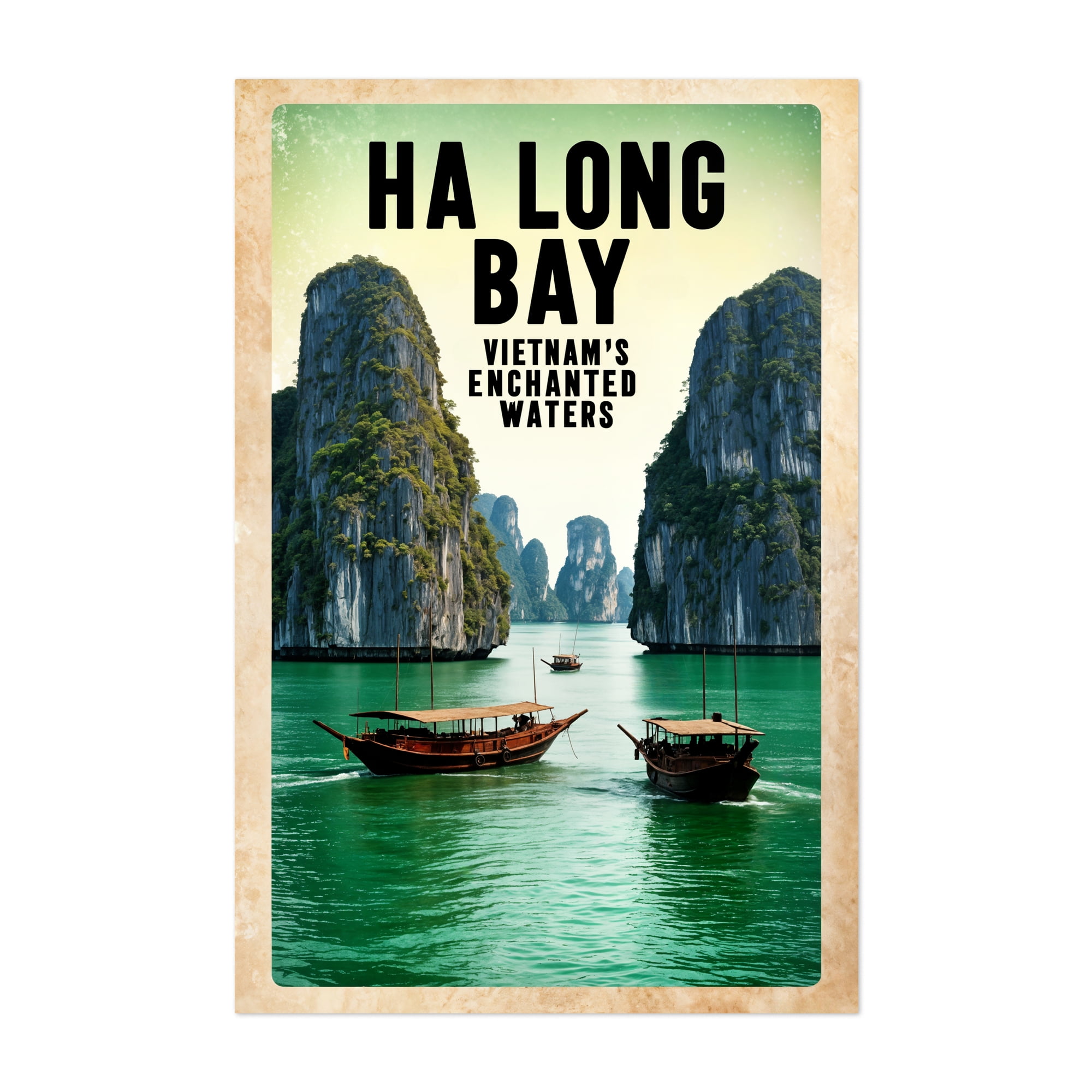 Ha Long Bay Vintage Travel Poster – Vietnam’s Enchanted Waters ...