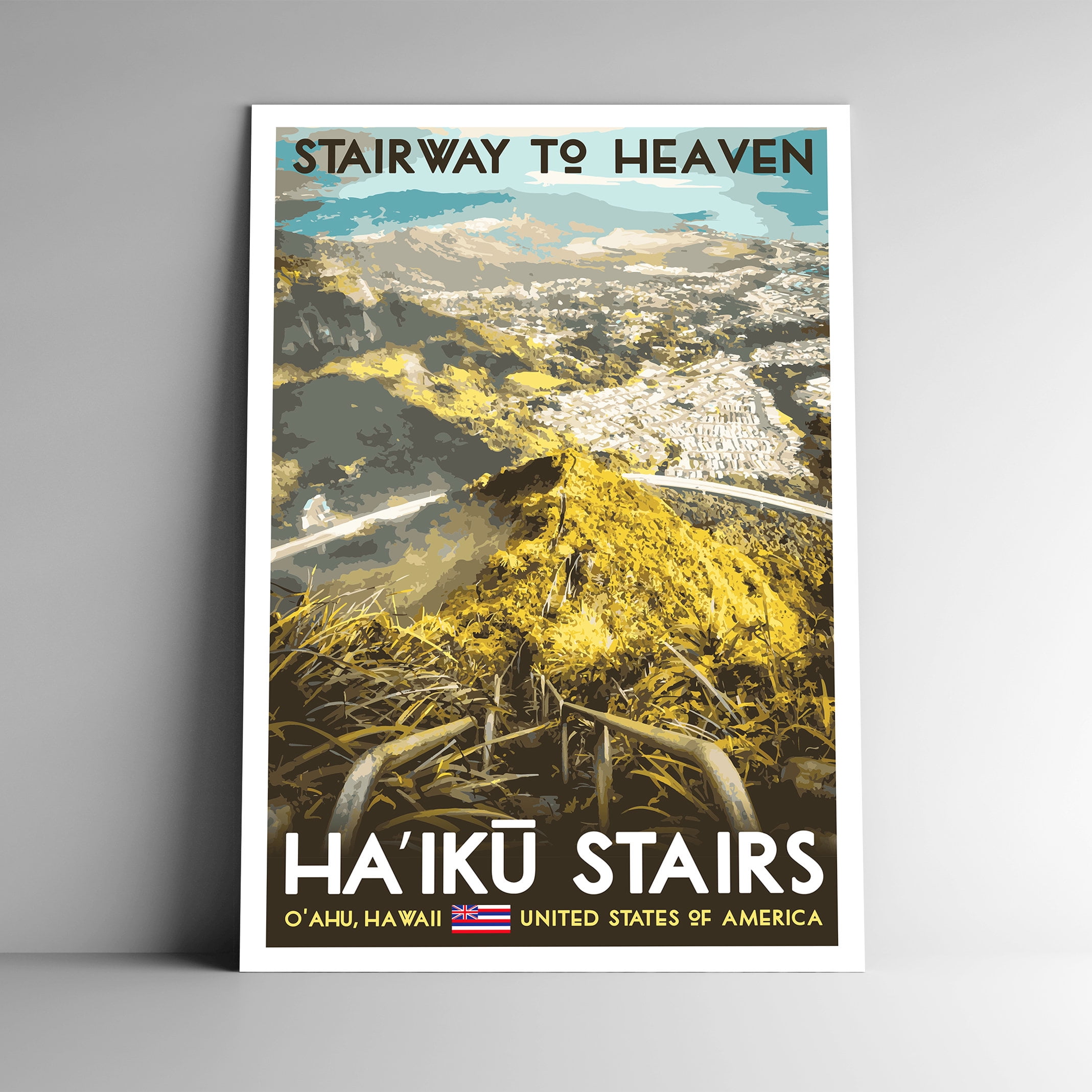 Haʻikū Stairs, Stairway to Heaven Vintage Travel Poster / Postcard WPA ...