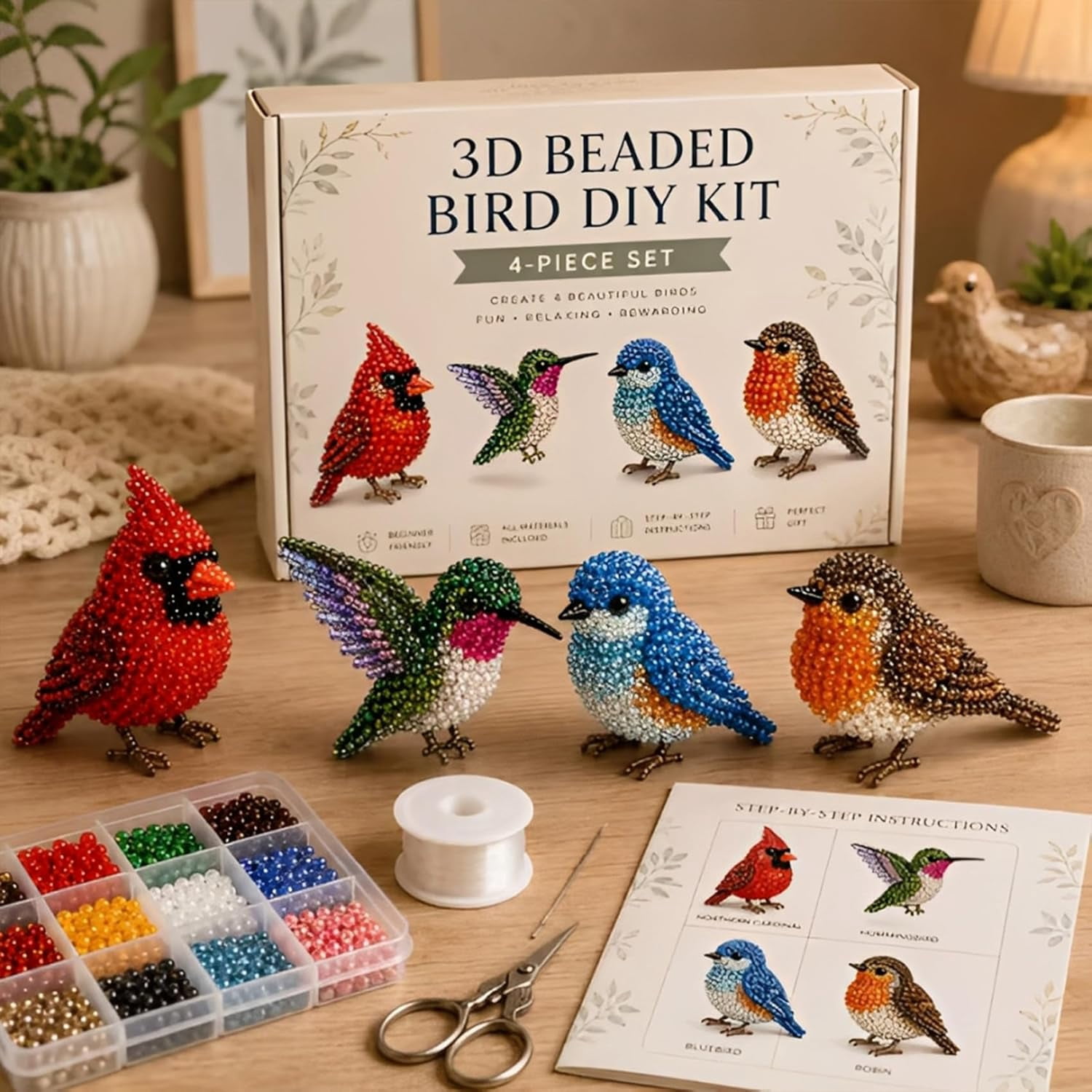 HaCpiu 4Pcs Garden Bugs Beaded Craft Kit, Complete Beading Kit with ...