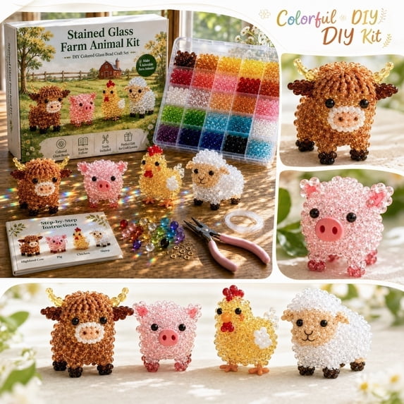 HaCpiu Tiny 3D Beaded Animal DIY Kit, 4Pcs Creative Arts & Crafts Gift ...