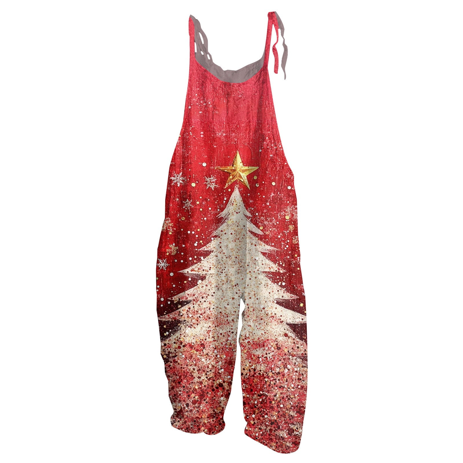 HaHaHappy Christmas Jumpsuit for Women Christmas Tree Cotton Linen One ...