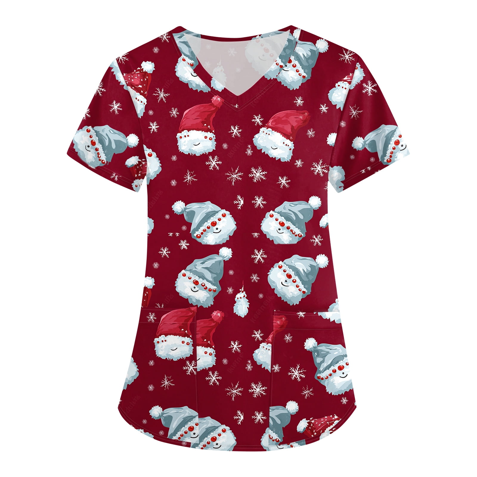 HaHaHappy Christmas Scrubs for Women Plus Size Short Sleeve Funny ...