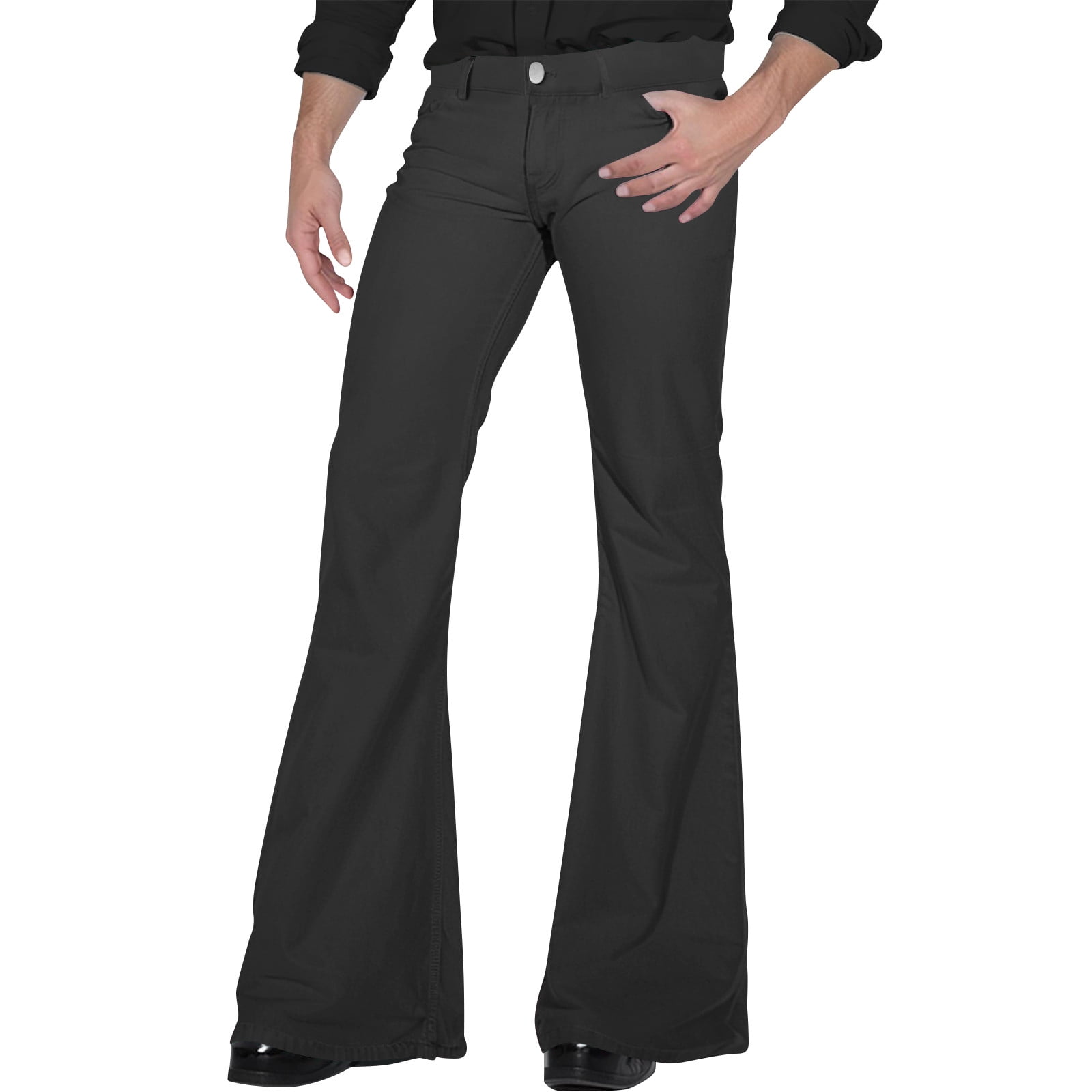 Hahahappy Disco Pants Hight Waist Flare Leg Mens Bell Bottom Jeans