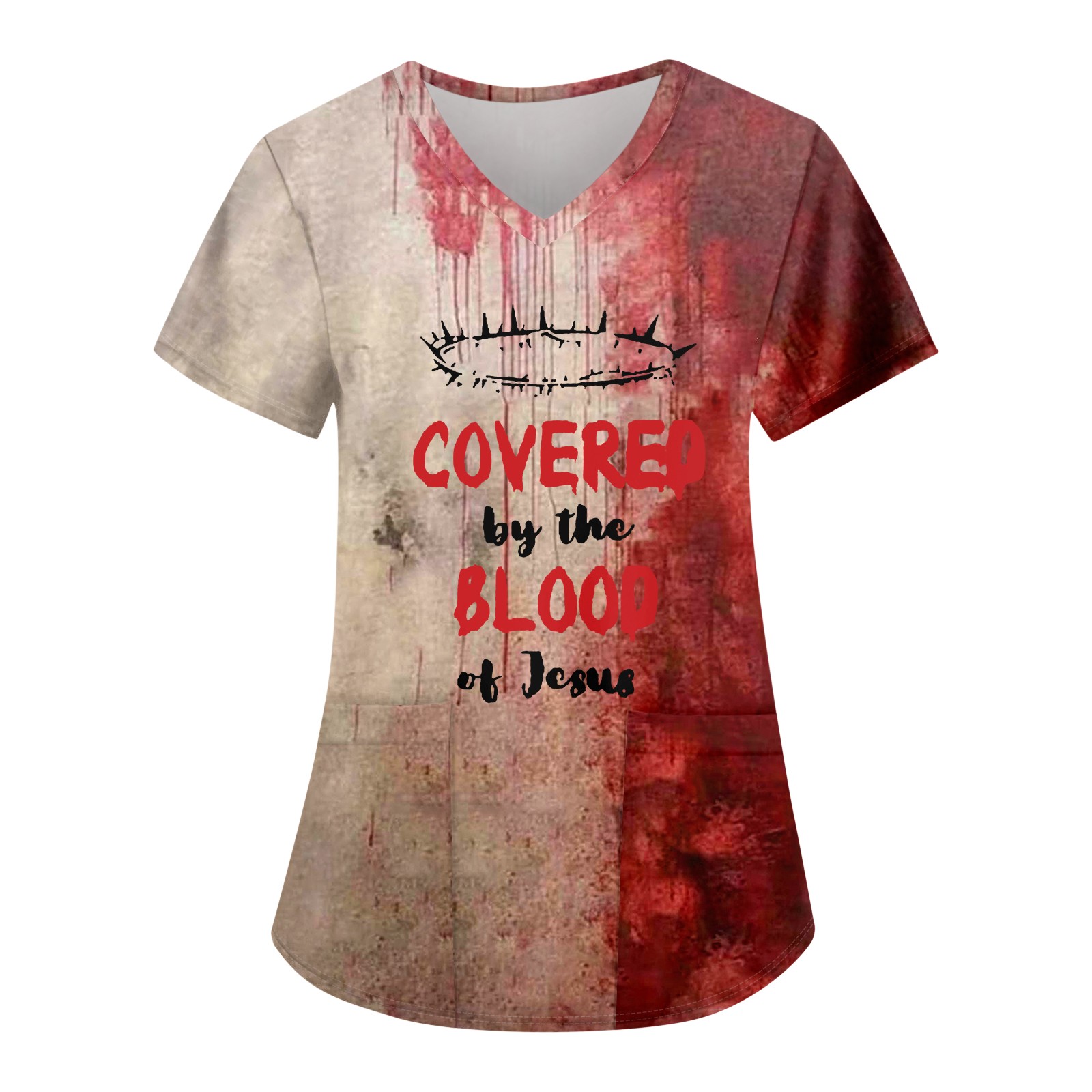HaHaHappy Halloween Scrubs for Women Plus Size Short Sleeve Spooky ...