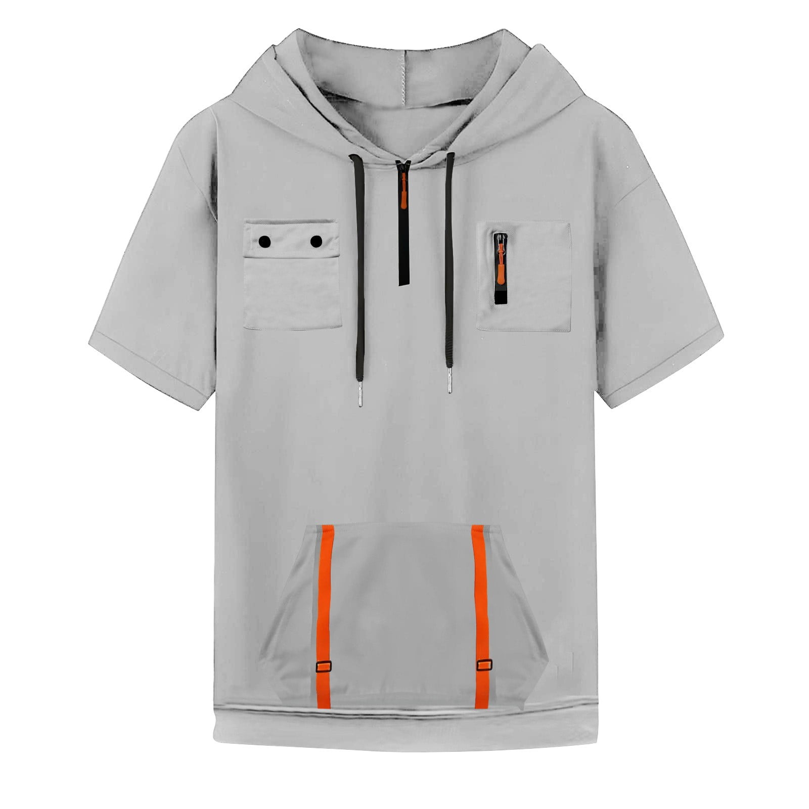 HaHaHappy Mens Fitness Hooded Short Sleeve Quarter Zip Shirt Gym ...
