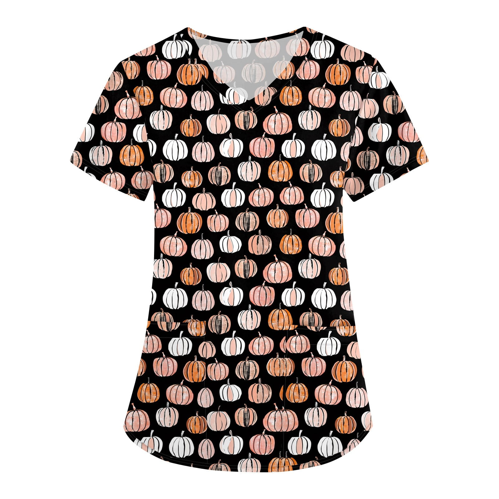 HaHaHappy Women Scrubs Halloween Plus Size V Neck Horror Pumpkin ...