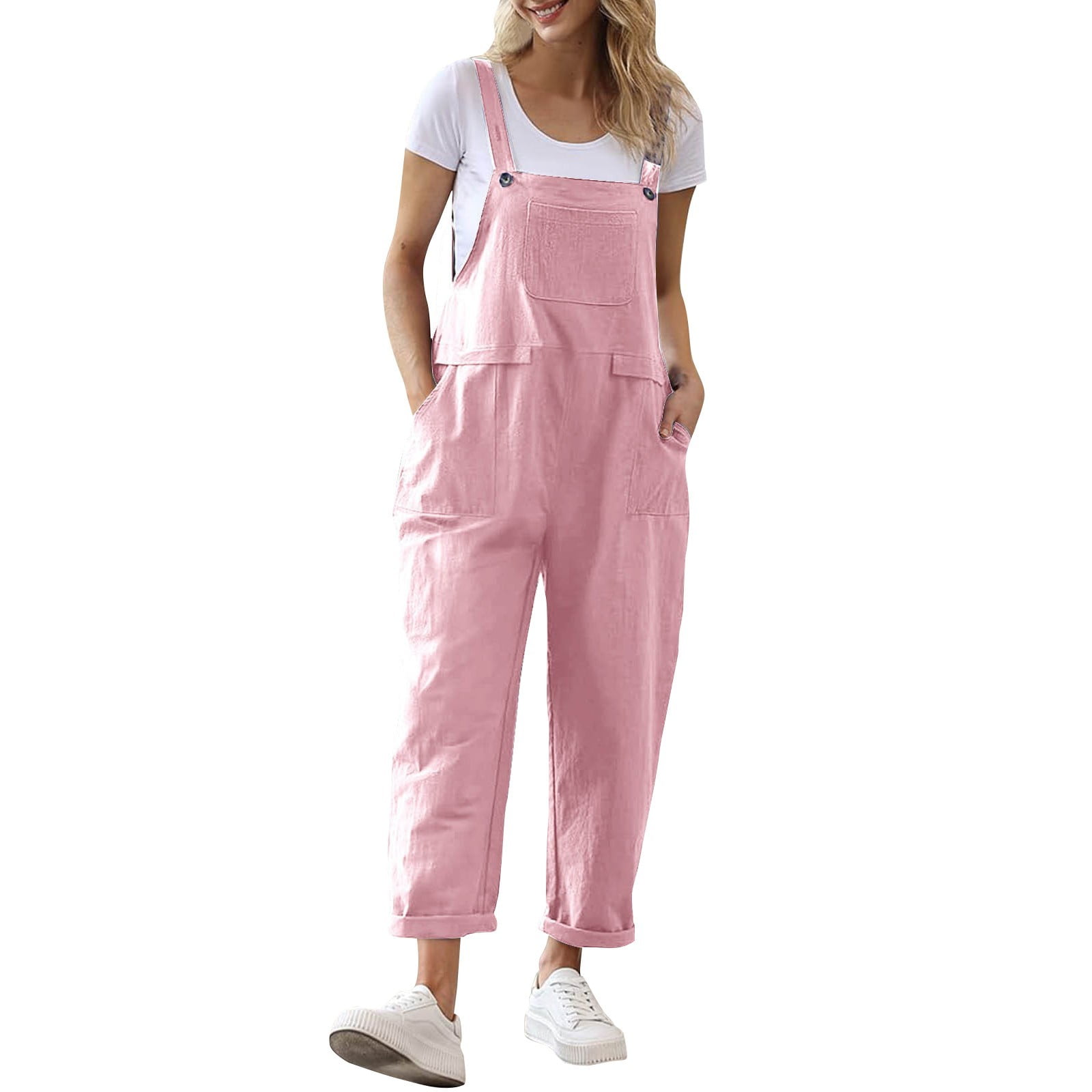 HaHaHappy Women's Casual Stretch Adjustable Denim Bib Overalls Jeans ...
