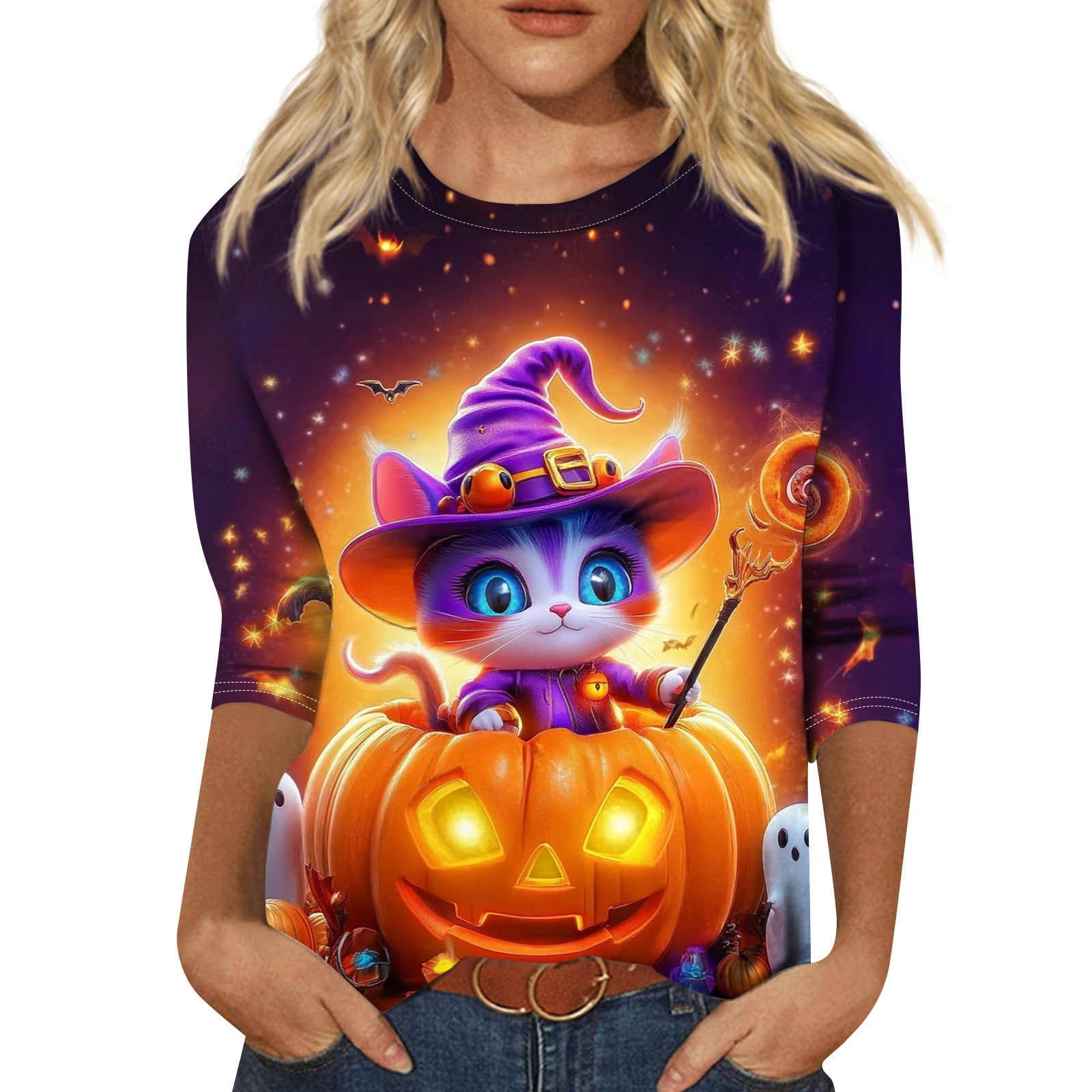 Customer reviews for HaHaHappy Womens Halloween Shirts 3/4 Sleeve Tees ...