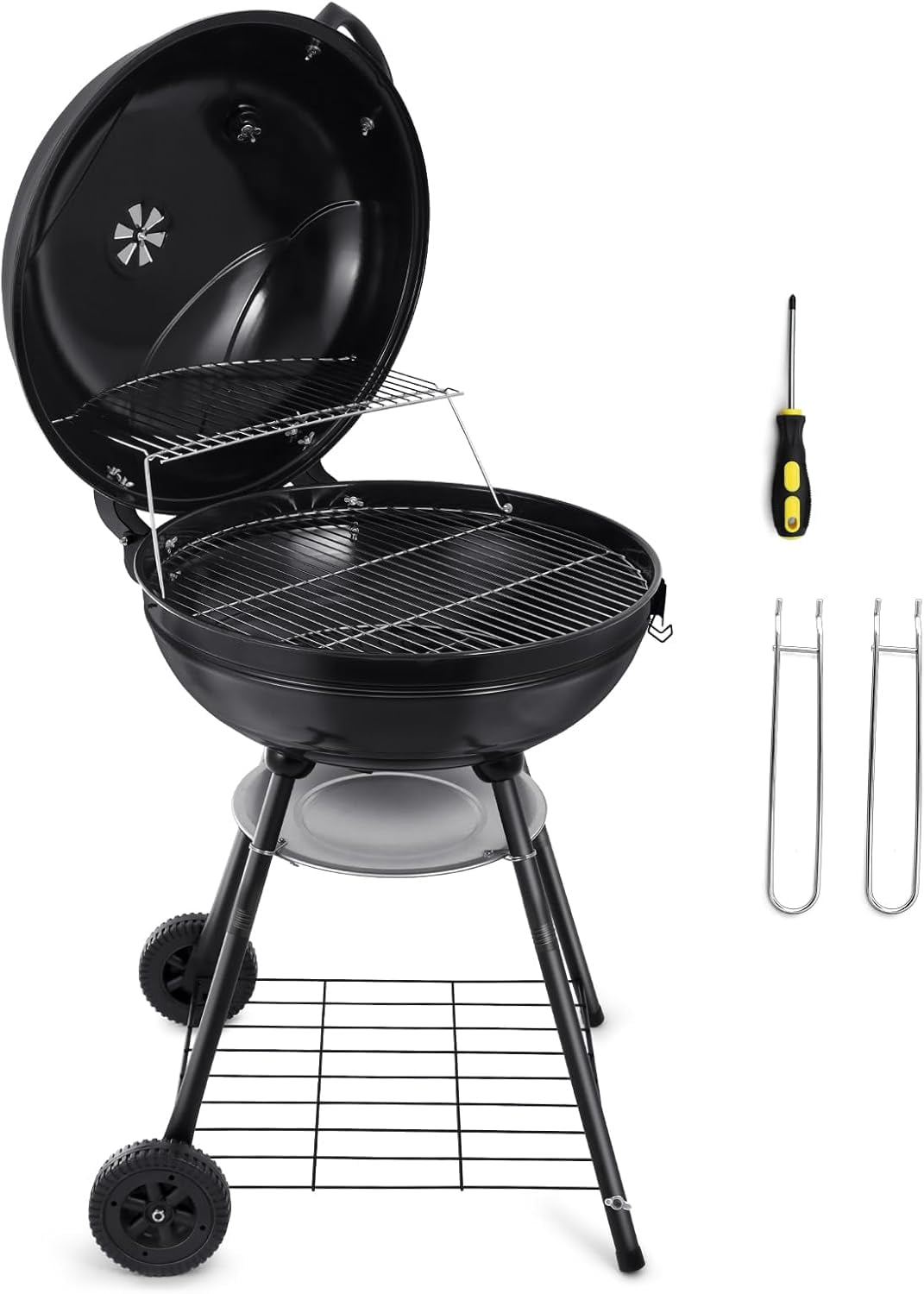 HaSteeL 22 Inch Charcoal Grill, 2 Layer Grilling Racks Heavy Duty ...