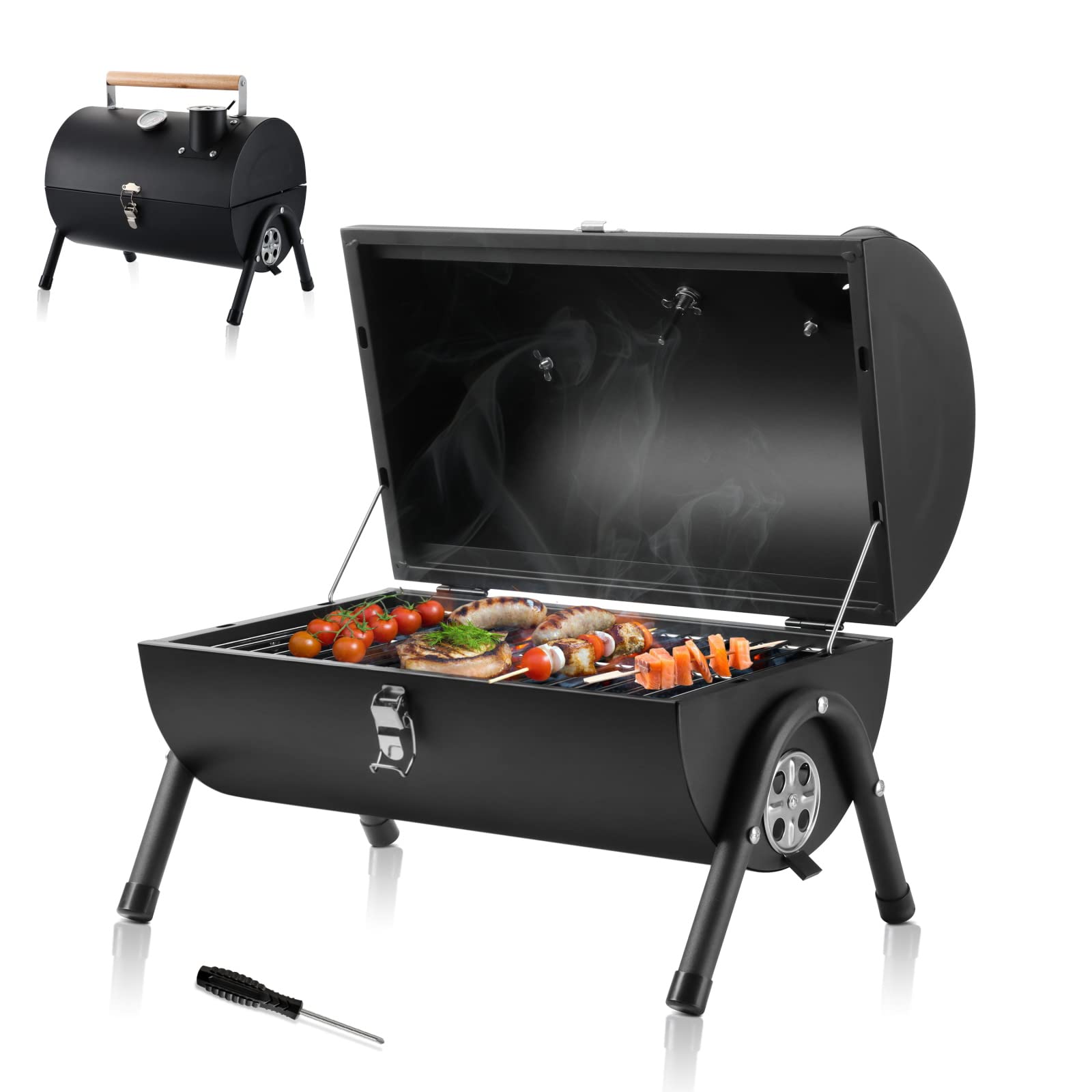 HaSteeL Portable Charcoal Grill, Small Folding Outdoor Grill, Black ...