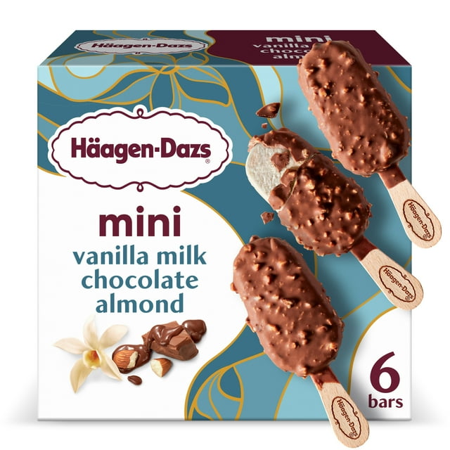 Haagen Dazs Vanilla Milk Chocolate Almond Ice Cream Mini Snack Bars, 6 ...