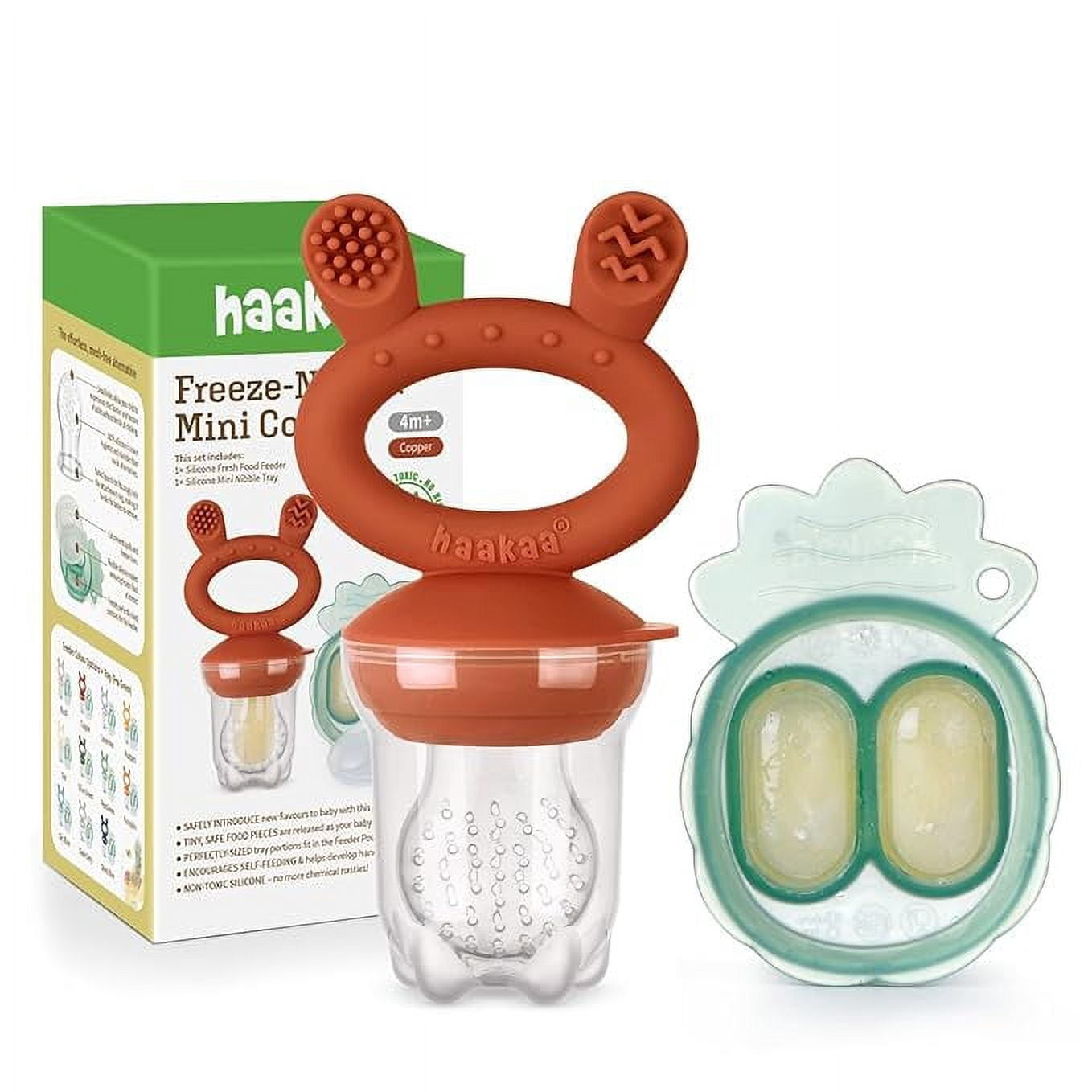 Haakaa Baby Fruit Food Feeder & Mini Freezer Nibble Tray Combo ...