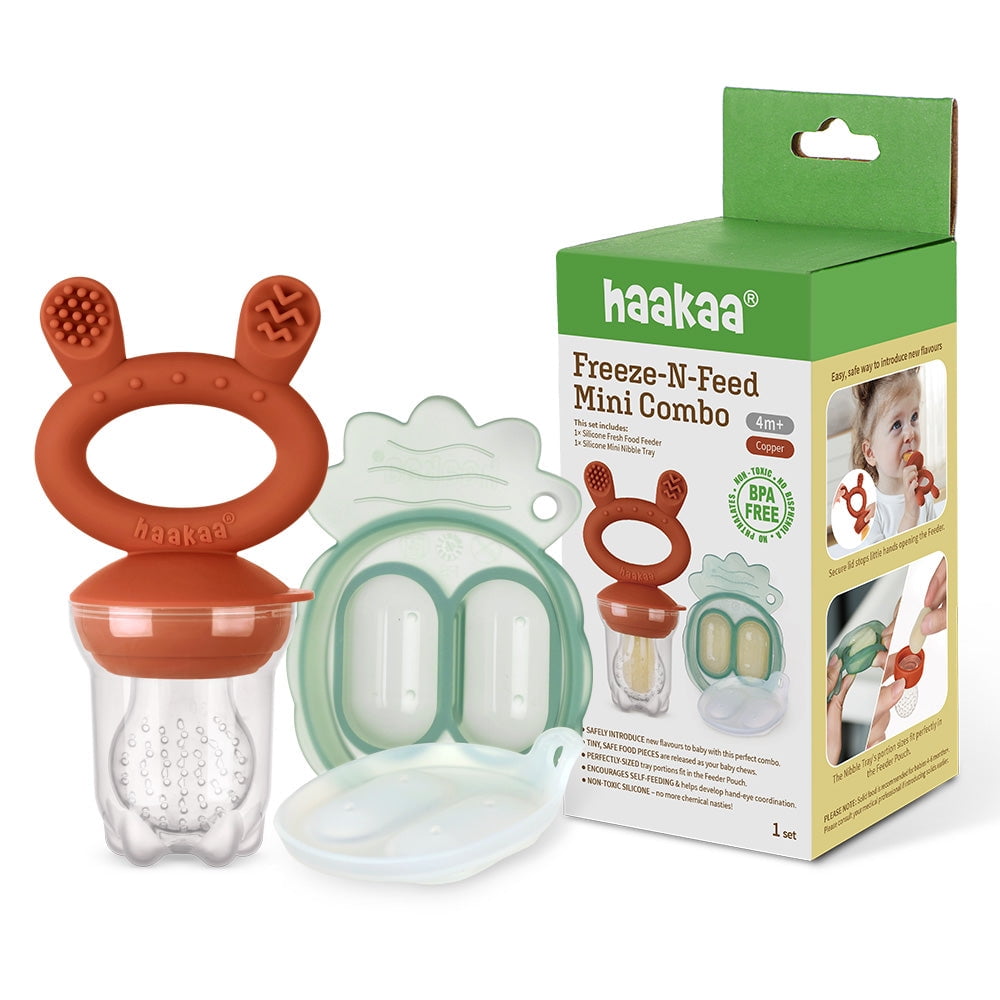 Haakaa Freeze-N-Feed Mini Combo with Silicone Food Feeder & Silicone ...