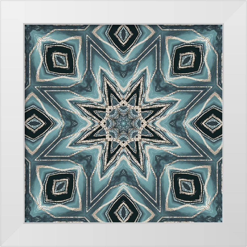 Haase, Andrea 12x12 White Modern Wood Framed Museum Art Print Titled - Gold Teal Tile III ...