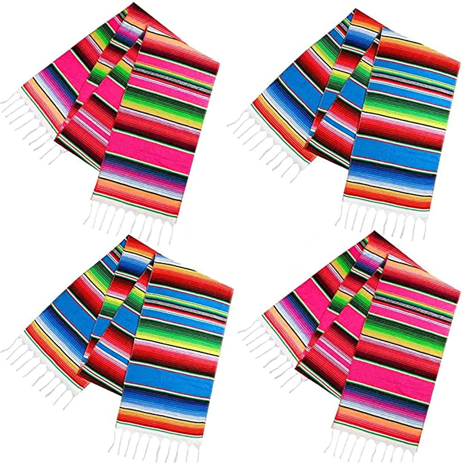 Habbi Mexican Table Runner, 4 Pack 14 x 110 Inch, Large Mexican Party ...