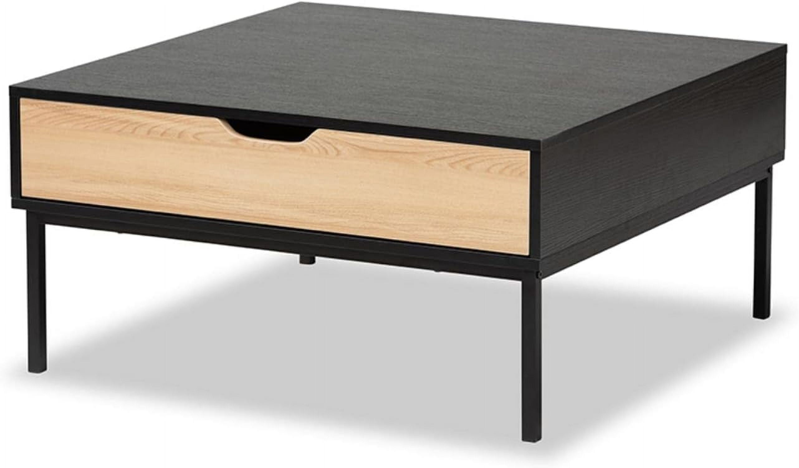 Haben Contemporary Two-Tone Oak and Black Wood Coffee Table - Walmart.com
