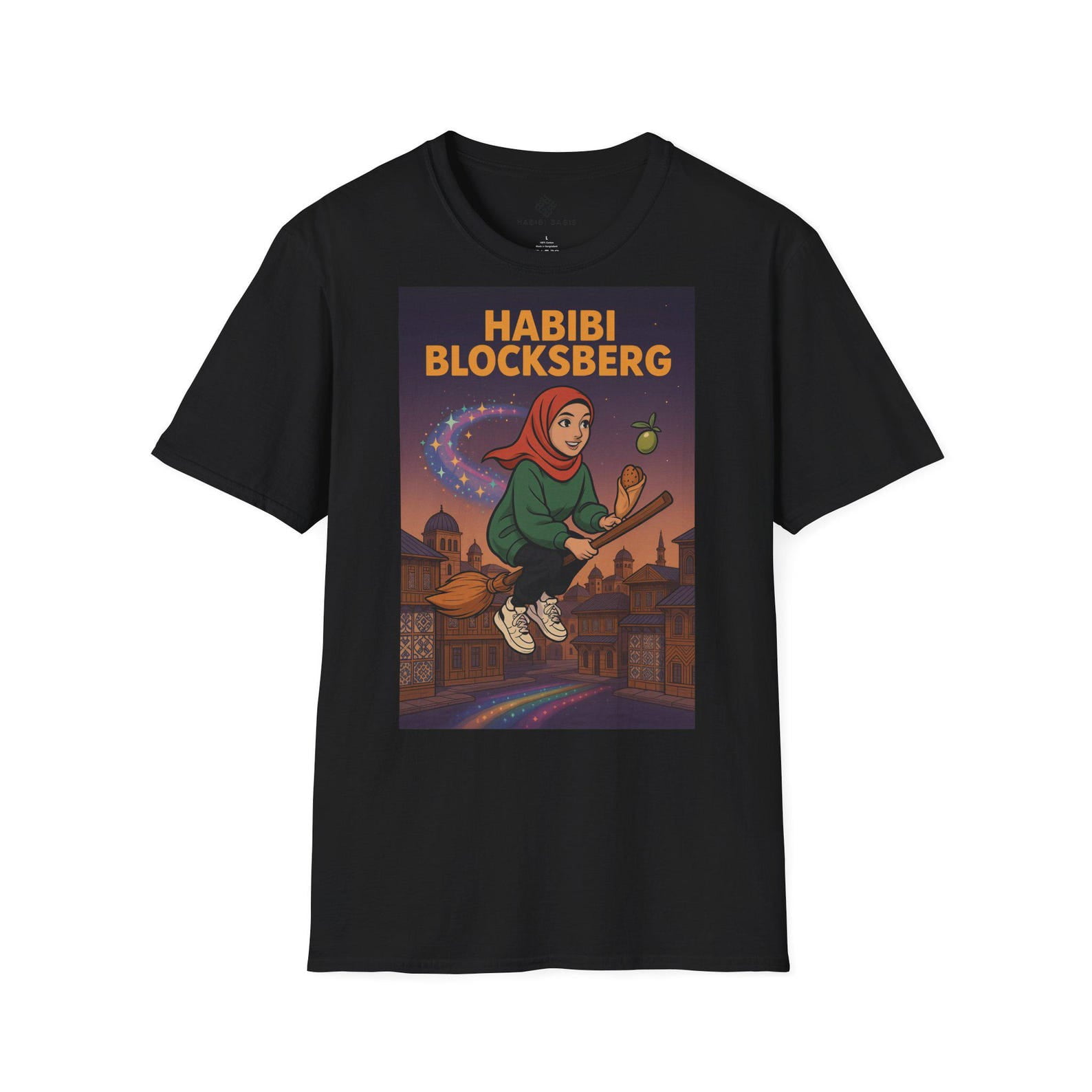 Habibi Blocksberg Witch Broom Ride Tee, Middle Eastern Cartoon Magic ...