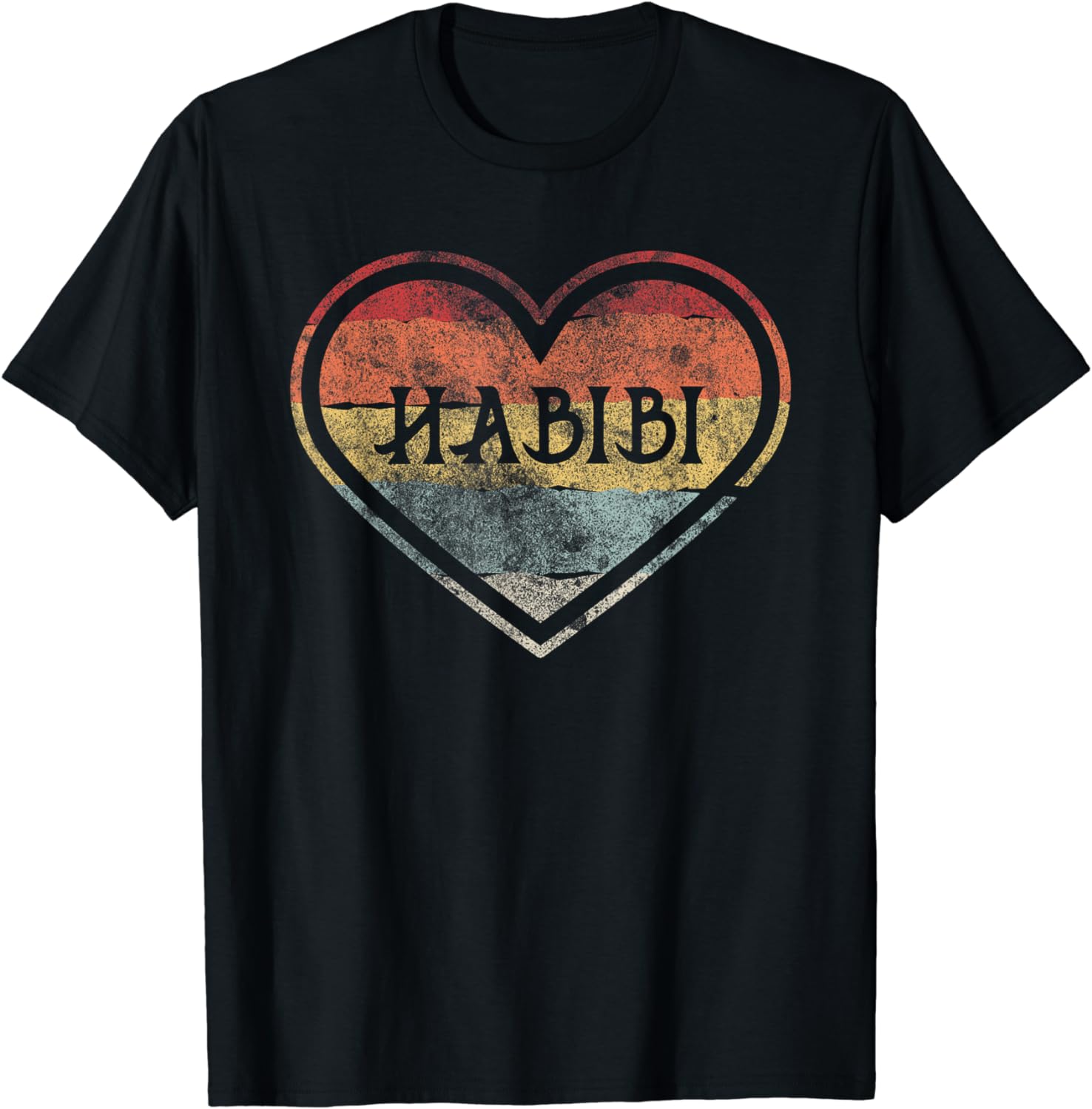 Habibi Retro Heart Arabic Arab Sweetheart Islam Muslim T-Shirt ...