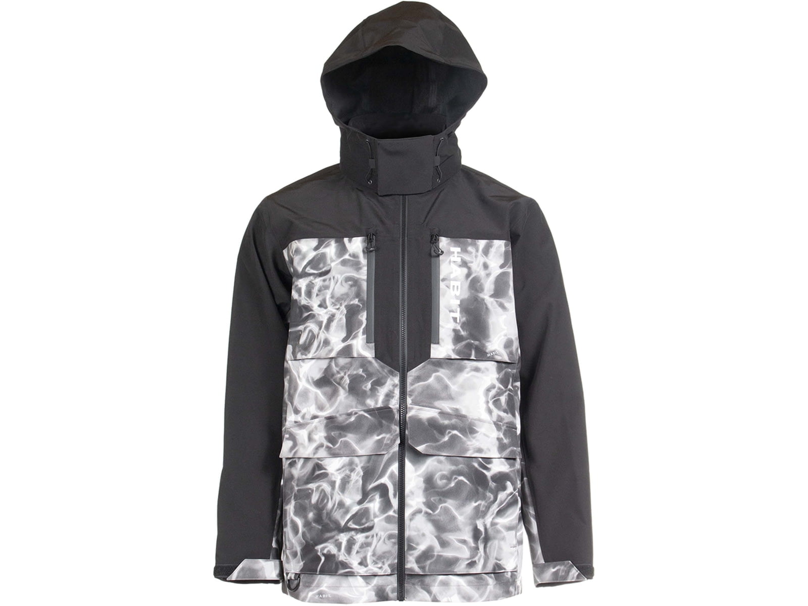 Habit Angler's Bluff Rain Jacket, Habit Gray Waves/Black, Large ...