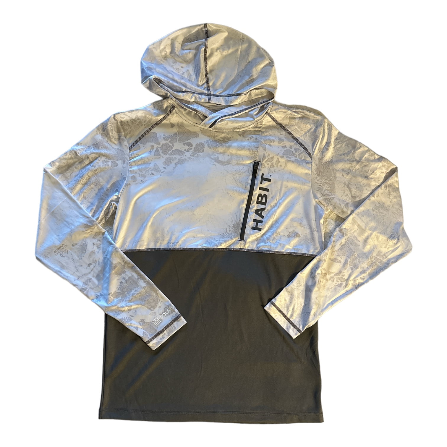 Habit Men's Gullhead Beach Hooded Performance Layer Long Sleeve Shirt (RT White/Grey, S ...