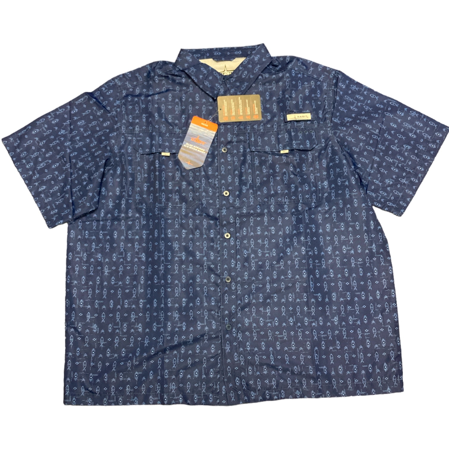 Habit Men's Short Sleeve Blue Springs 40+ UPF Quick Dry River Shirt ...
