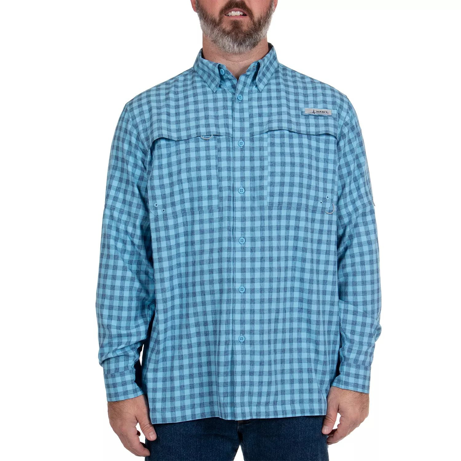 Habit Men's UPF 40+ Harbor Bay Long Sleeve River Shirt (Alaskan Blue, L ...